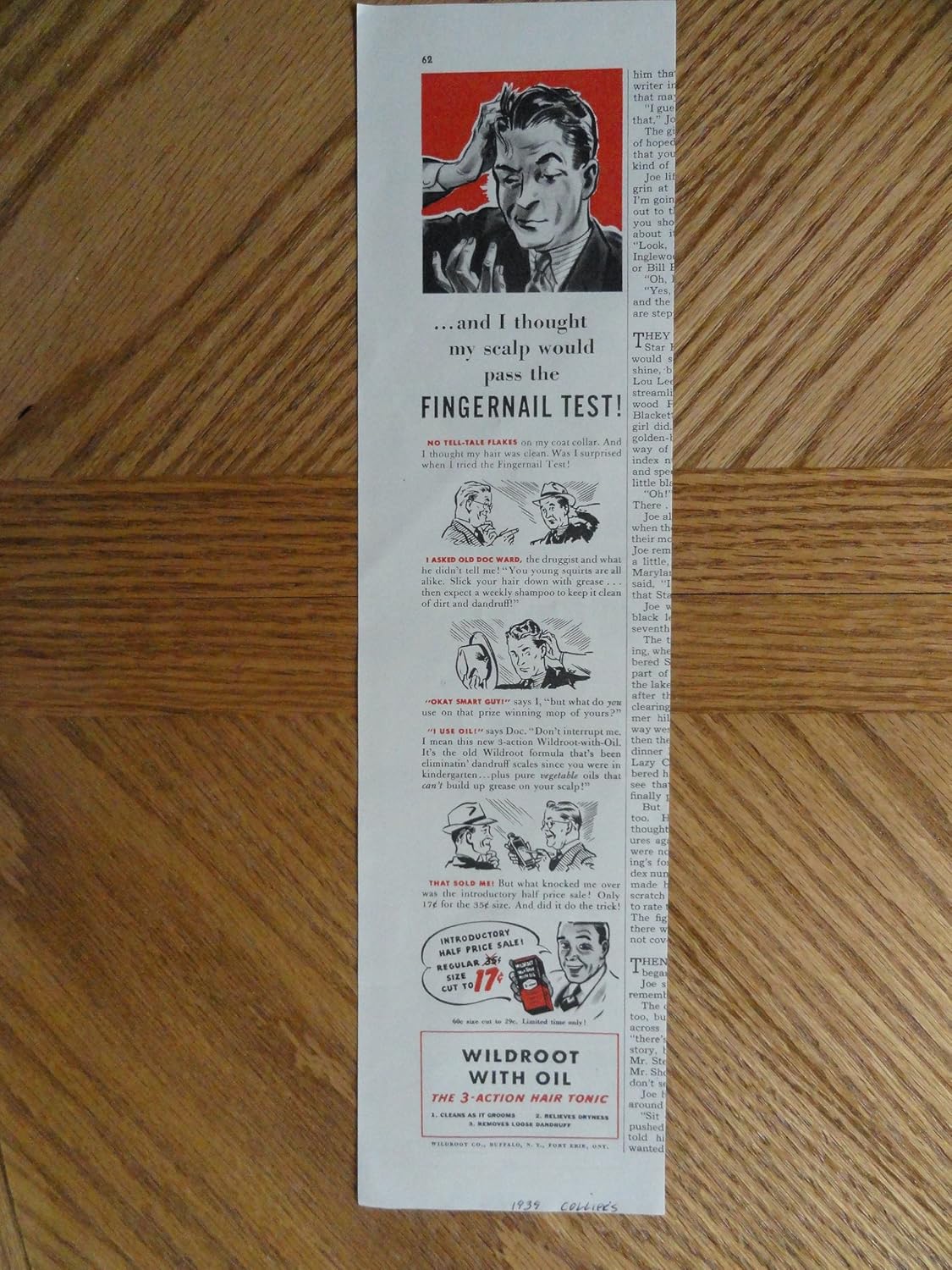 Amazon.com: Wildroot Hair Tonic, Vintage Illustrated art. 30's print ad ...