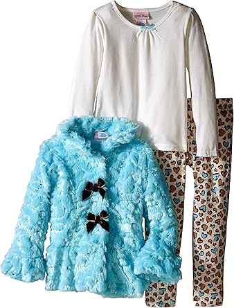 Amazon.com: Little Lass Little Girls' 3 Piece Faux Fur Jacket Set ...