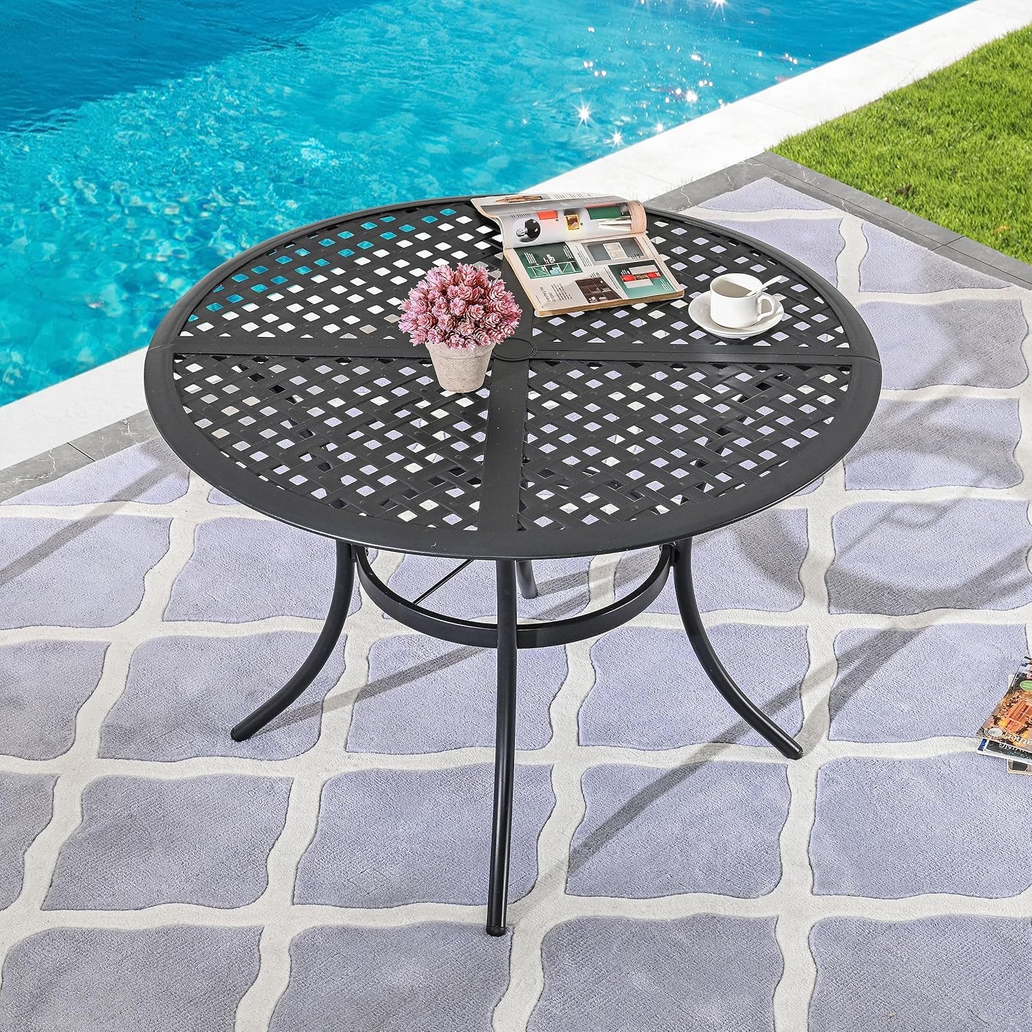 Snapklik.com : LOKATSE HOME 42.1" Round Outdoor Patio Table - Steel ...