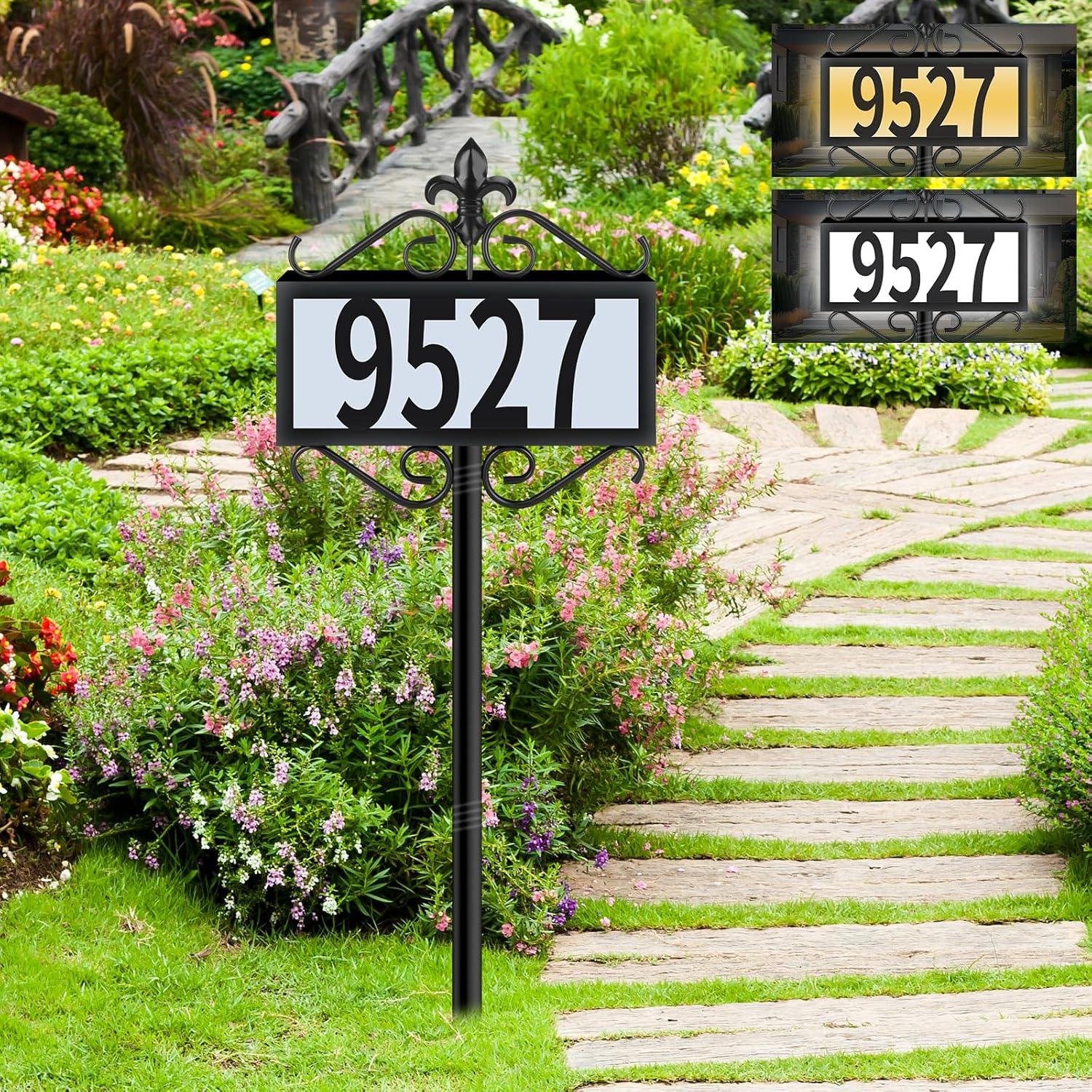 Amazon.com: DoinMaster Metal Solar Address Signs for Yard with Warm ...