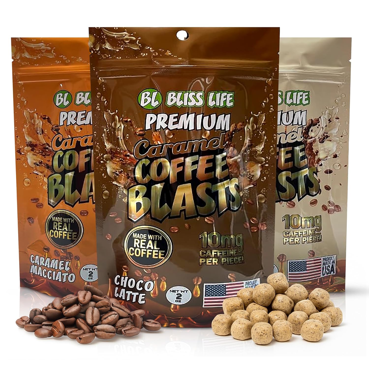 Amazon.com : Caramel Coffee Blasts - Edible Coffee Revolution with Real ...