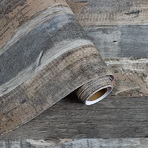 VaryFloral Gray Shiplap Wood Wallpaper Peel and Stick Rustic Grey Wood ...