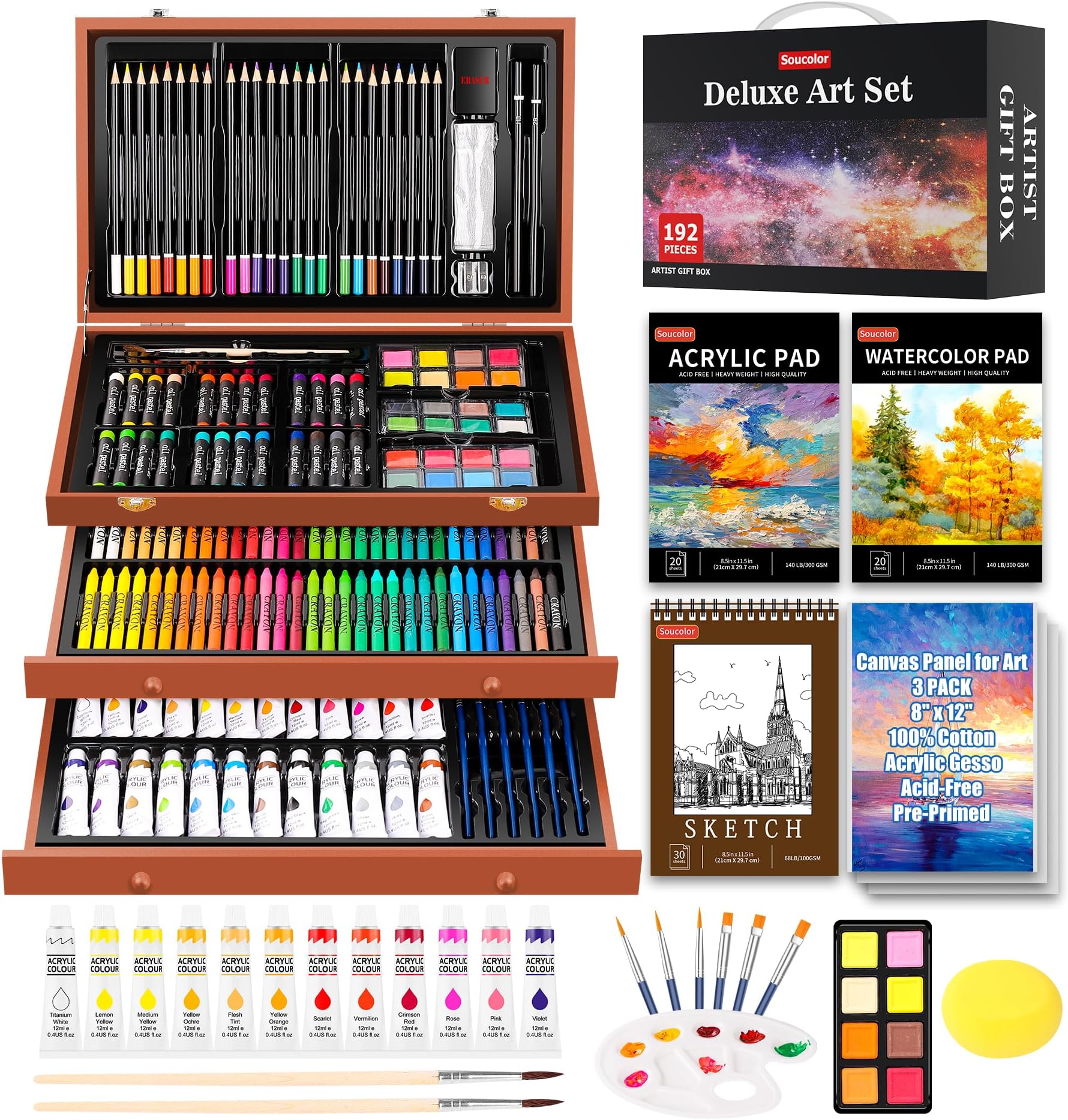 Amazon.com: J MARK Acrylic & Watercolor Painting Kit – Complete ...