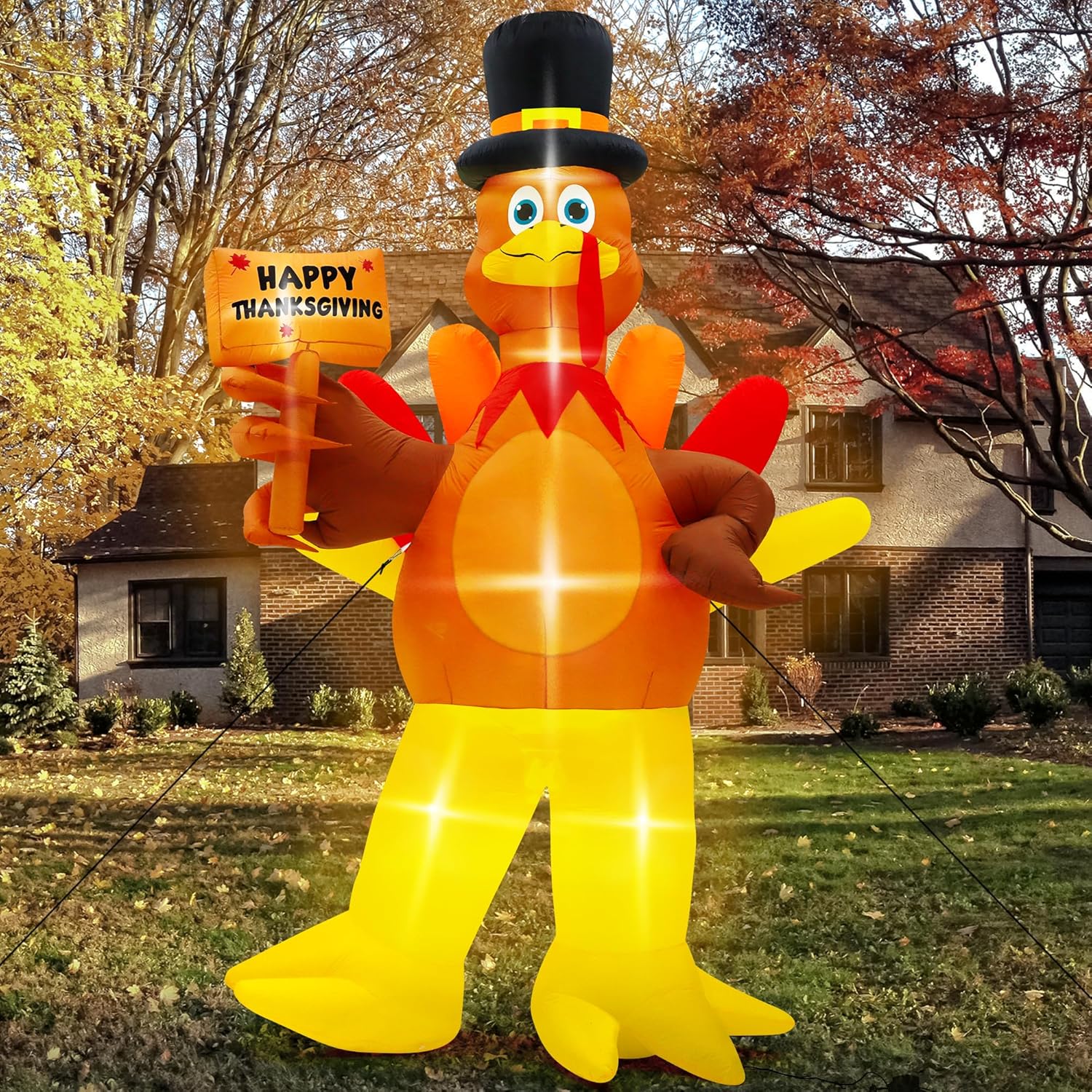 Amazon.com: 12FT Thanksgiving Inflatable Turkey, Blow Up Turkey ...
