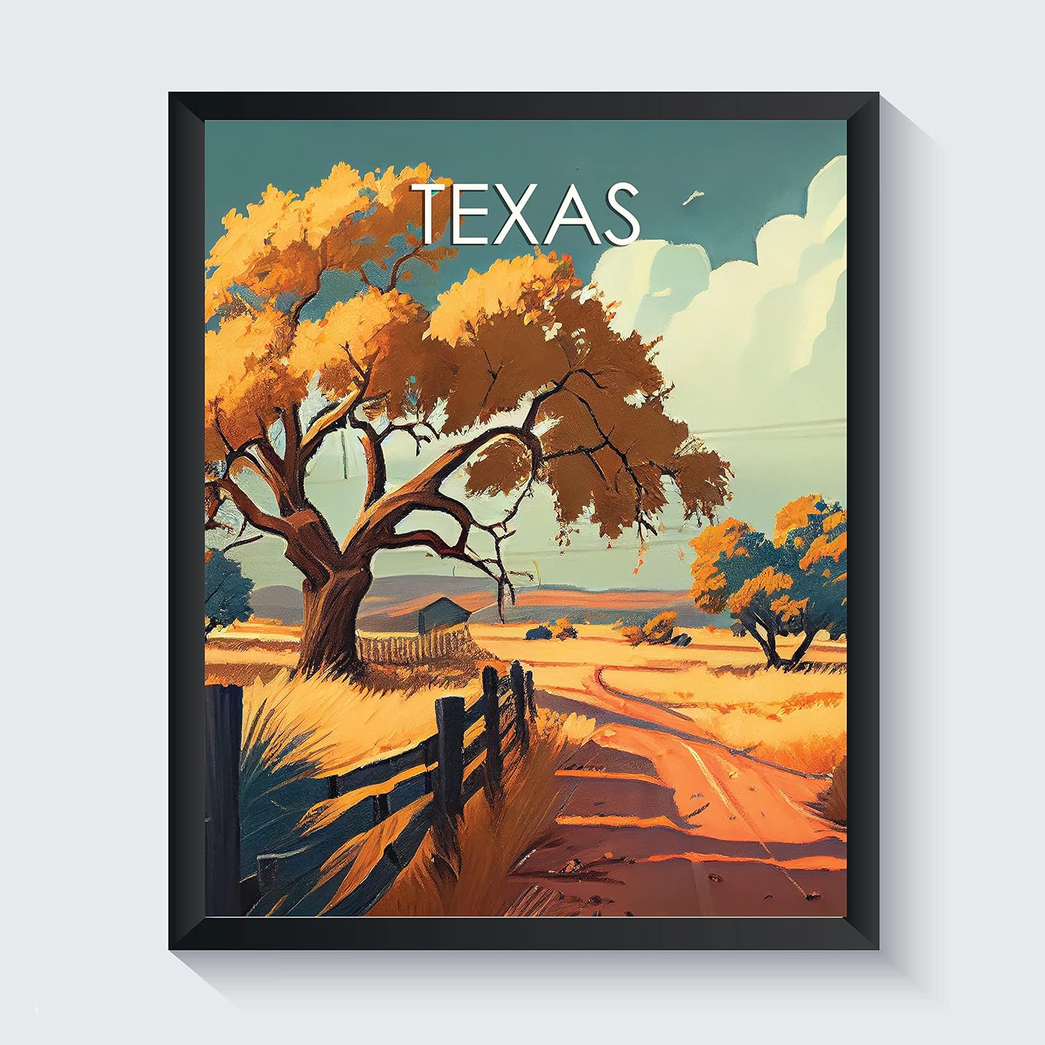 Amazon.com: HomeArtPrint Texas Art Print, Texas Poster Wall art Decor ...