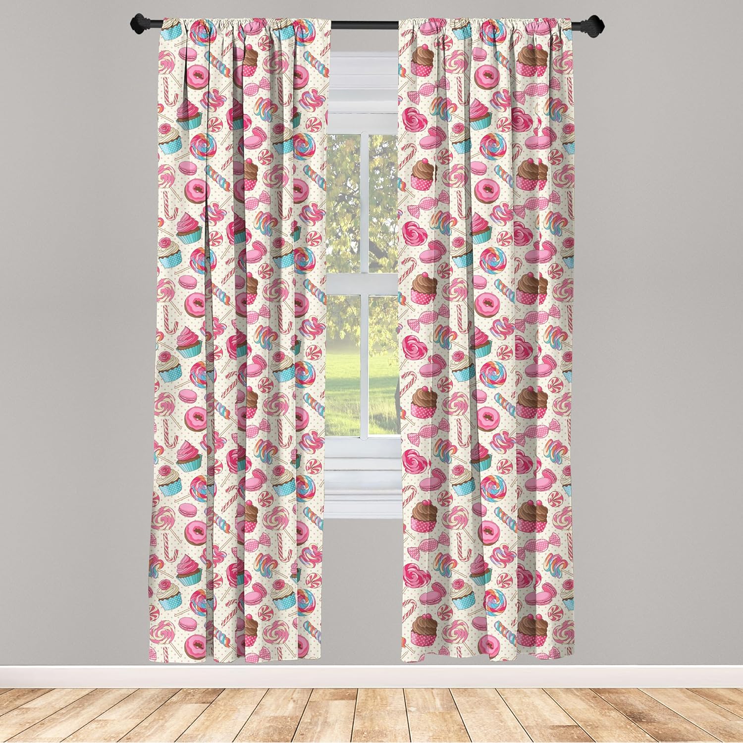 Amazon.com: Ambesonne Candy Cane Window Curtains Pack of 2, Yummy ...