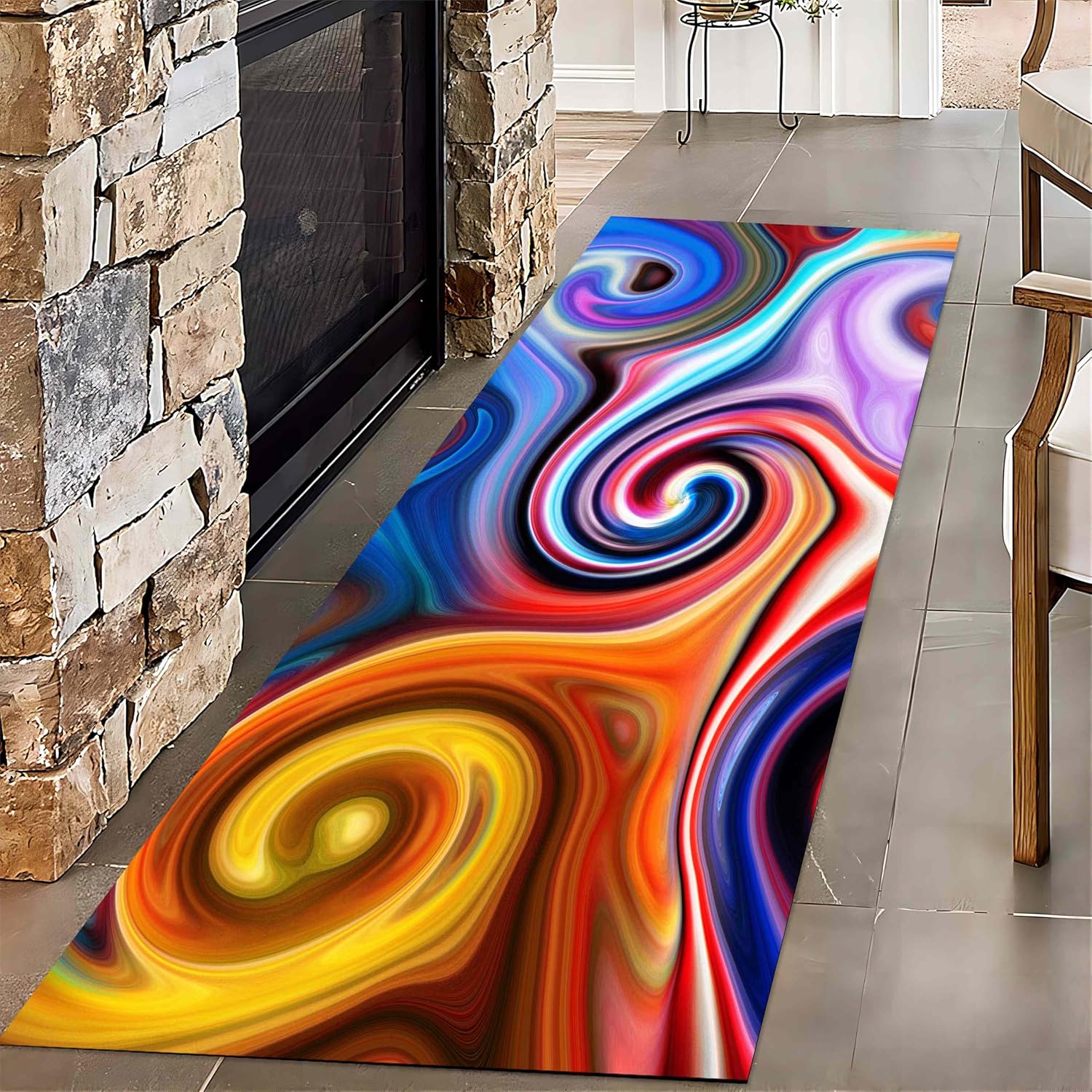 Amazon.com: Bohemian Runner Rug, 2x6ft Abstract Vortex Geometric ...