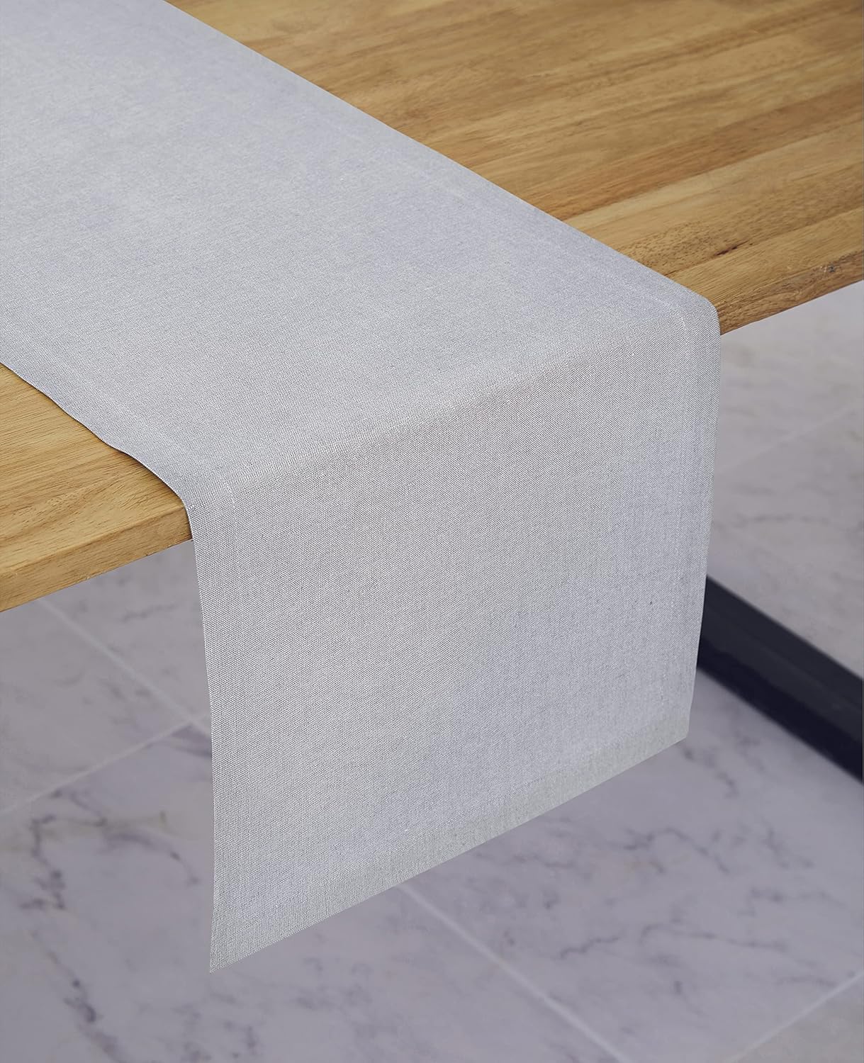 Amazon.com: Solino Home Linen Light Grey Table Runner 120 Inches Long ...