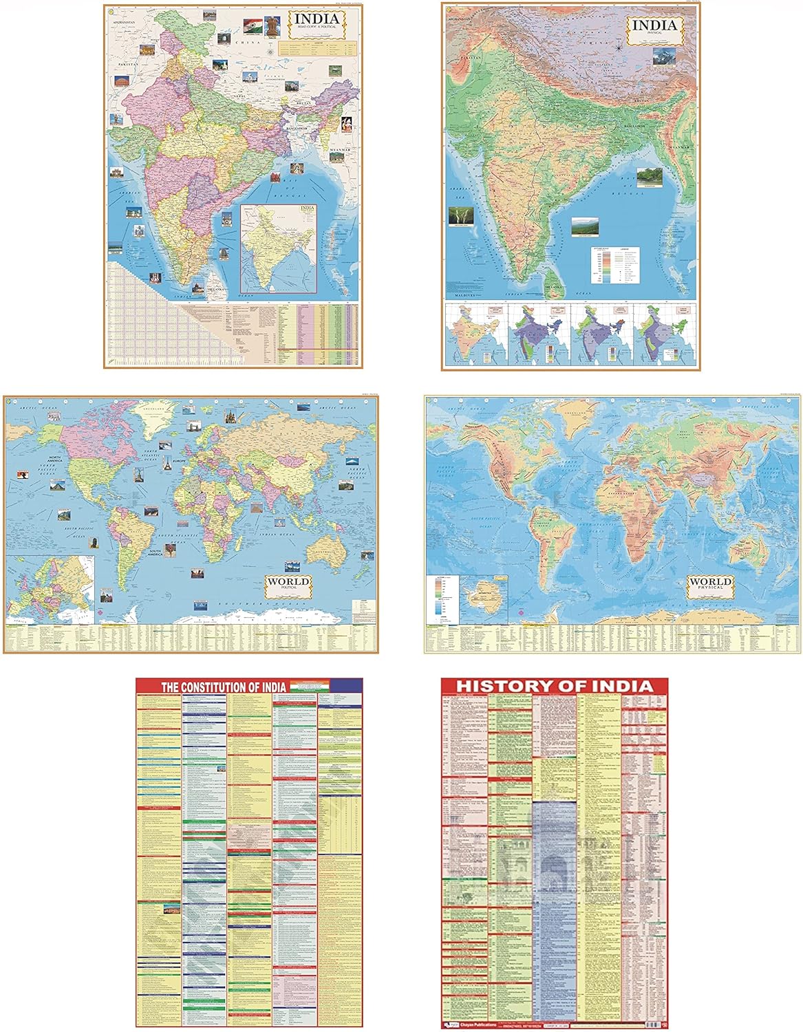 Buy India & World Map ( Both Political & Physical ) with Indian ...