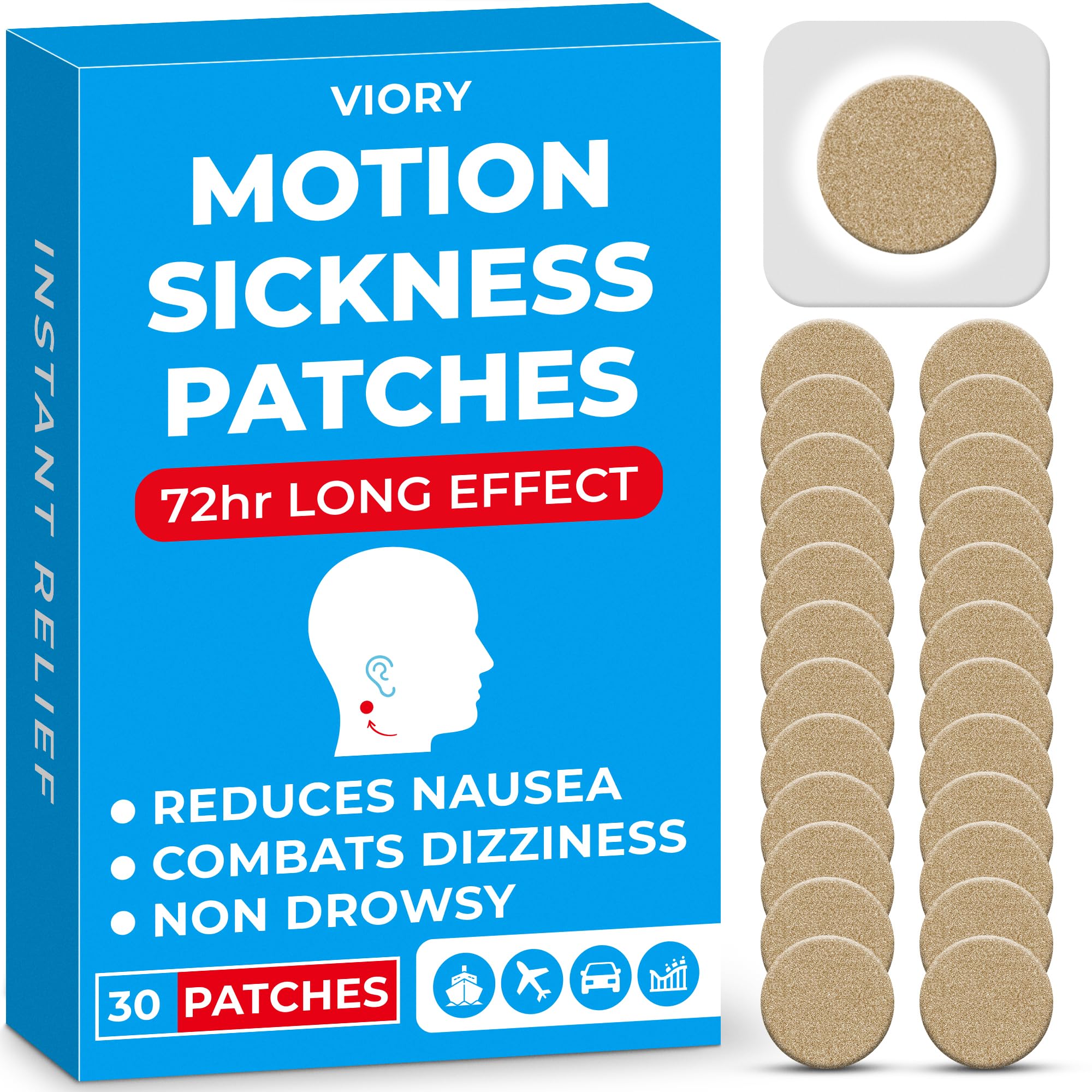 Amazon.com: VIORY Motion Sickness Patches for Car and Boat Rides, Ships ...