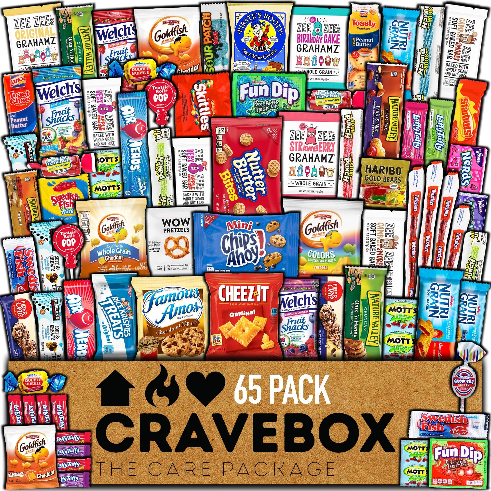 Amazon.com: CRAVEBOX Snacks Box Variety Pack Care Package (65 Count ...