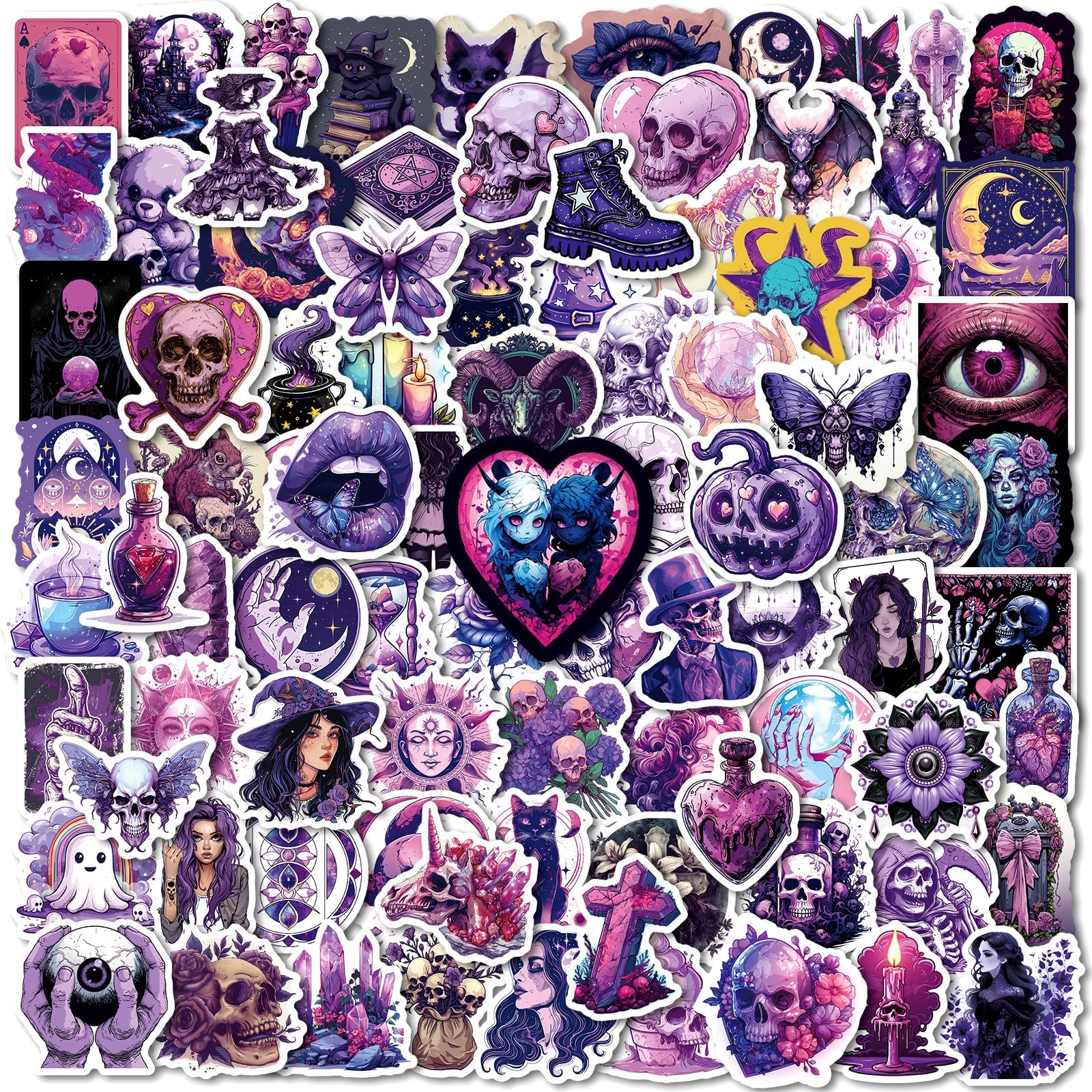 Amazon.com: 50PCS Anime Gothic Stickers, Waterproof Vinyl Skull Decal ...