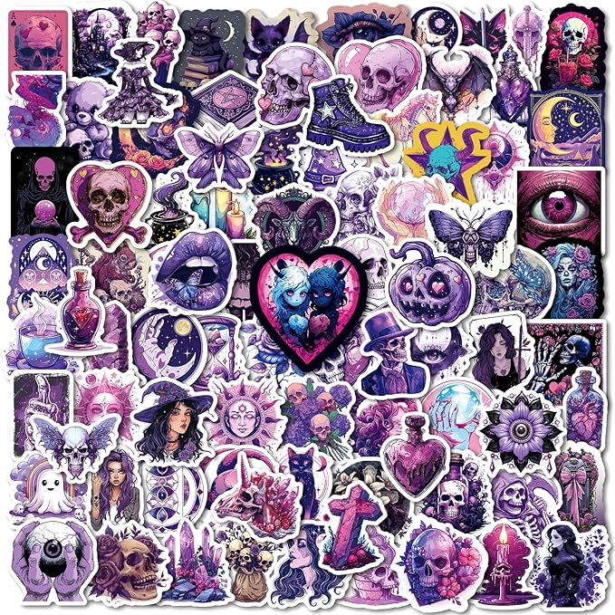 Amazon.com: 100Pcs Cool Goth Stickers Waterproof Gothic Horror Stickers ...