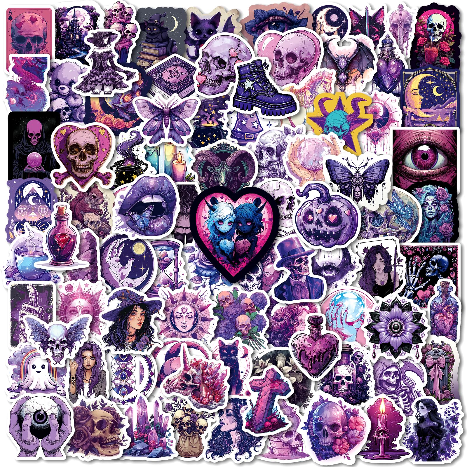 Amazon.com: 100Pcs Cool Goth Stickers Waterproof Gothic Horror Stickers ...