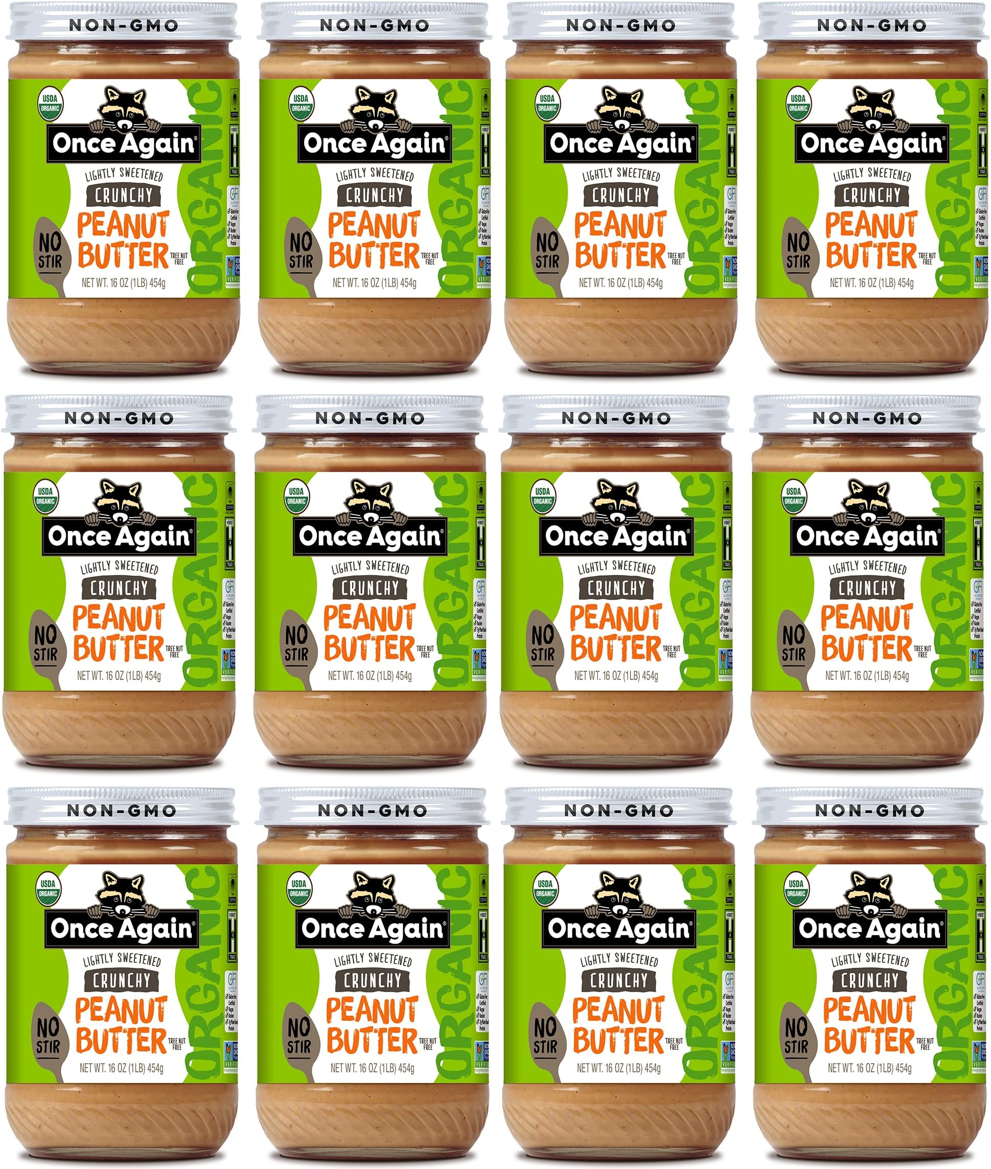 Amazon.com : Once Again Organic Crunchy Peanut Butter, 16oz - No Stir ...