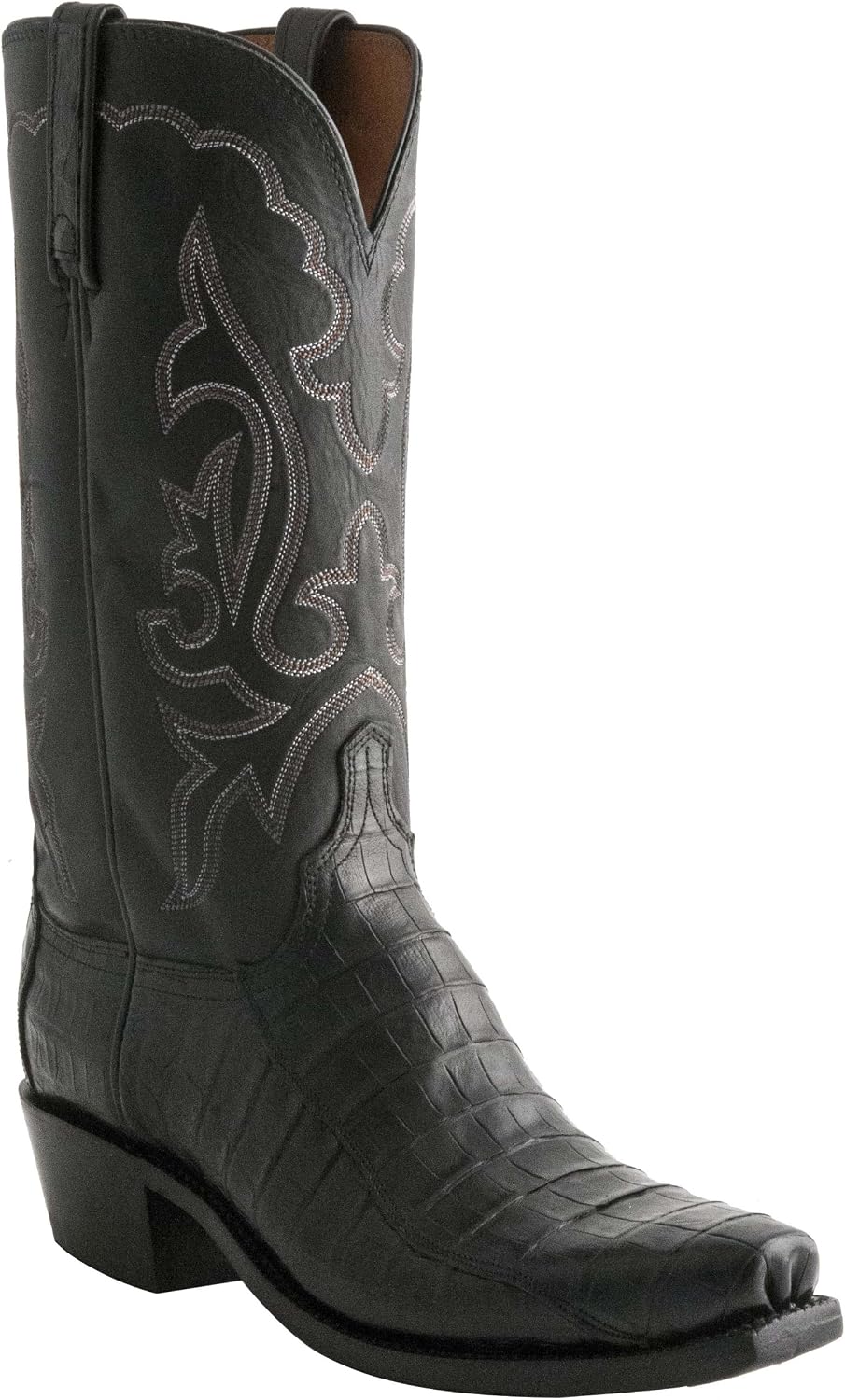 Amazon.com | Lucchese N9584 Men's Black Ultra Belly Caiman Tail Boots ...