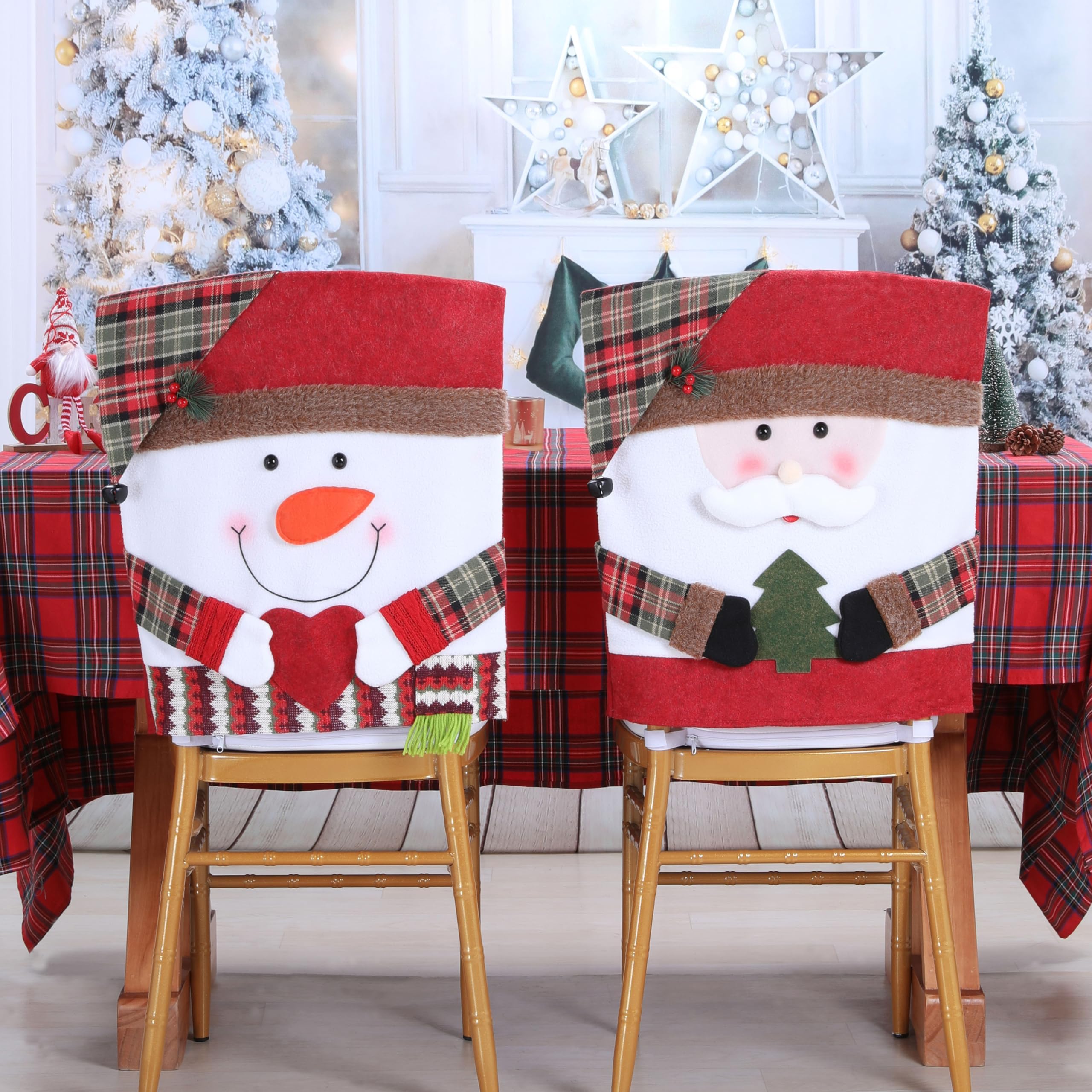 Amazon.com: WeYingLe Christmas Chair Covers Santa Claus Hat Cover Xmas ...