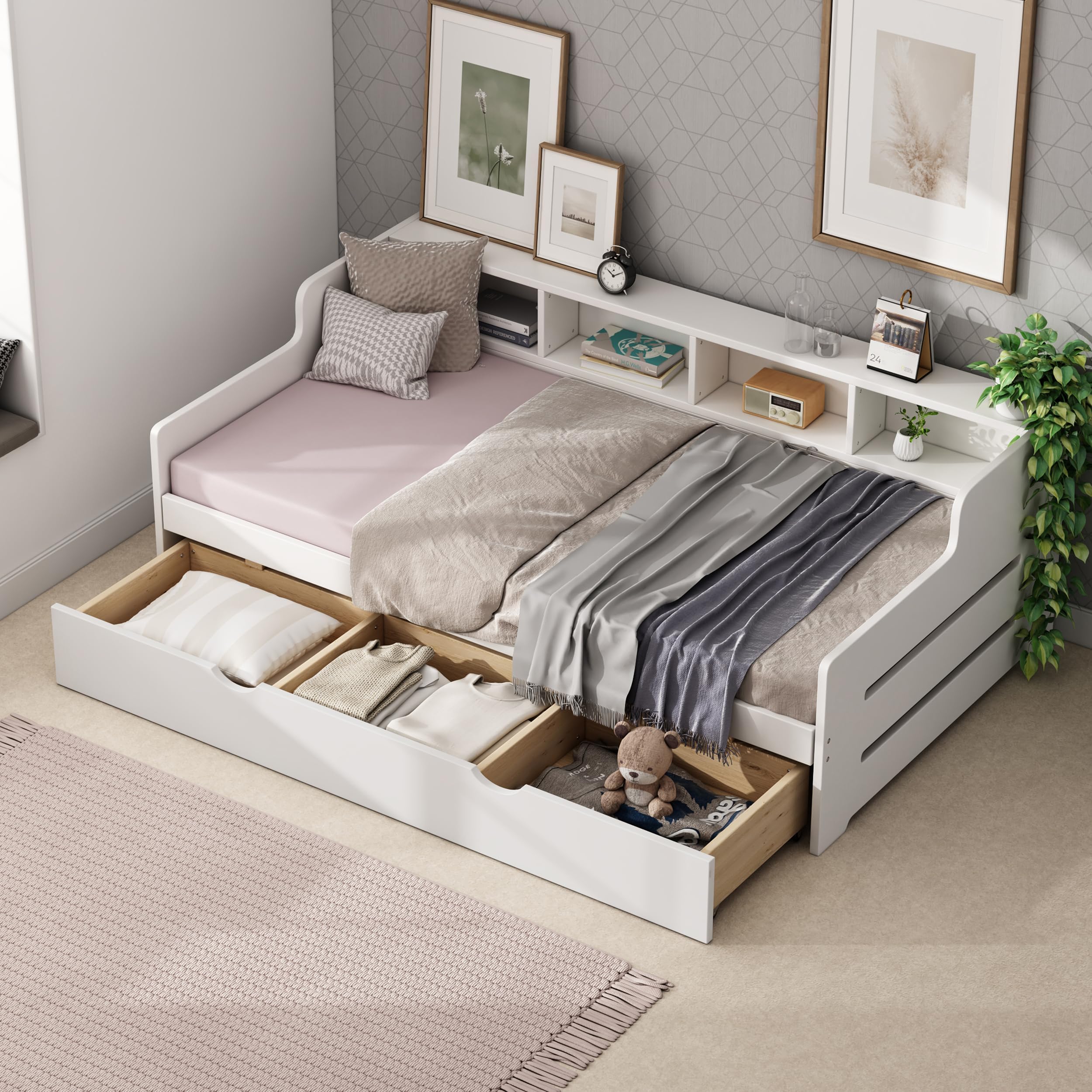 Amazon.com: OUYESSIR Twin Size Daybed with 3 Storage Drawers ...