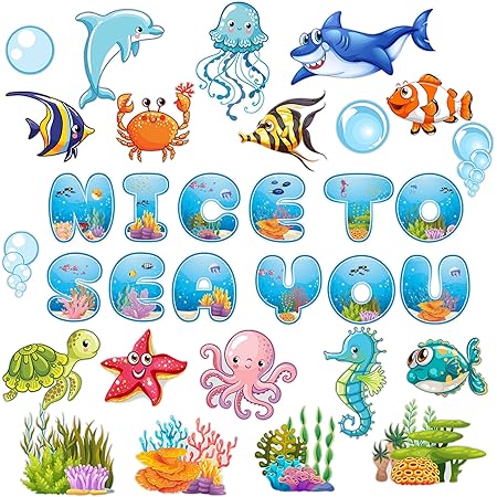 Amazon.com: 72 PCS Sea Life Paper Cutouts Classroom Bulletin Board ...