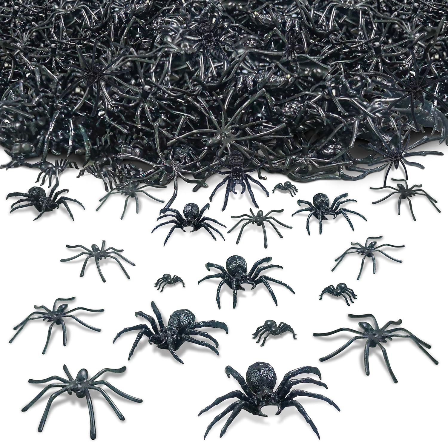 obqo 120 Pieces Realistic Plastic Spiders 3 Sizes Fake Spiders ...
