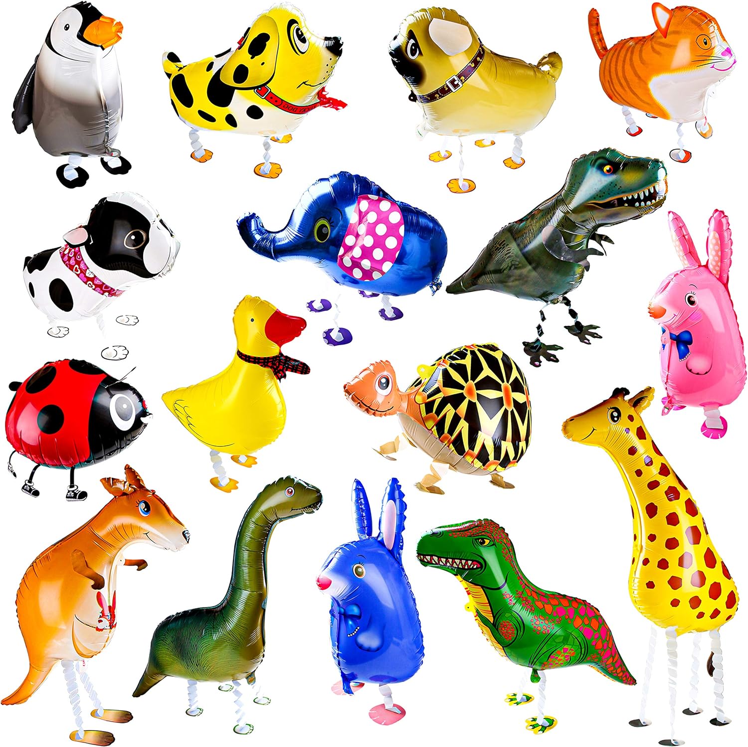 Amazon.com: PROLOSO 16 Pcs Walking Animal Balloons Foil Farm Animal ...