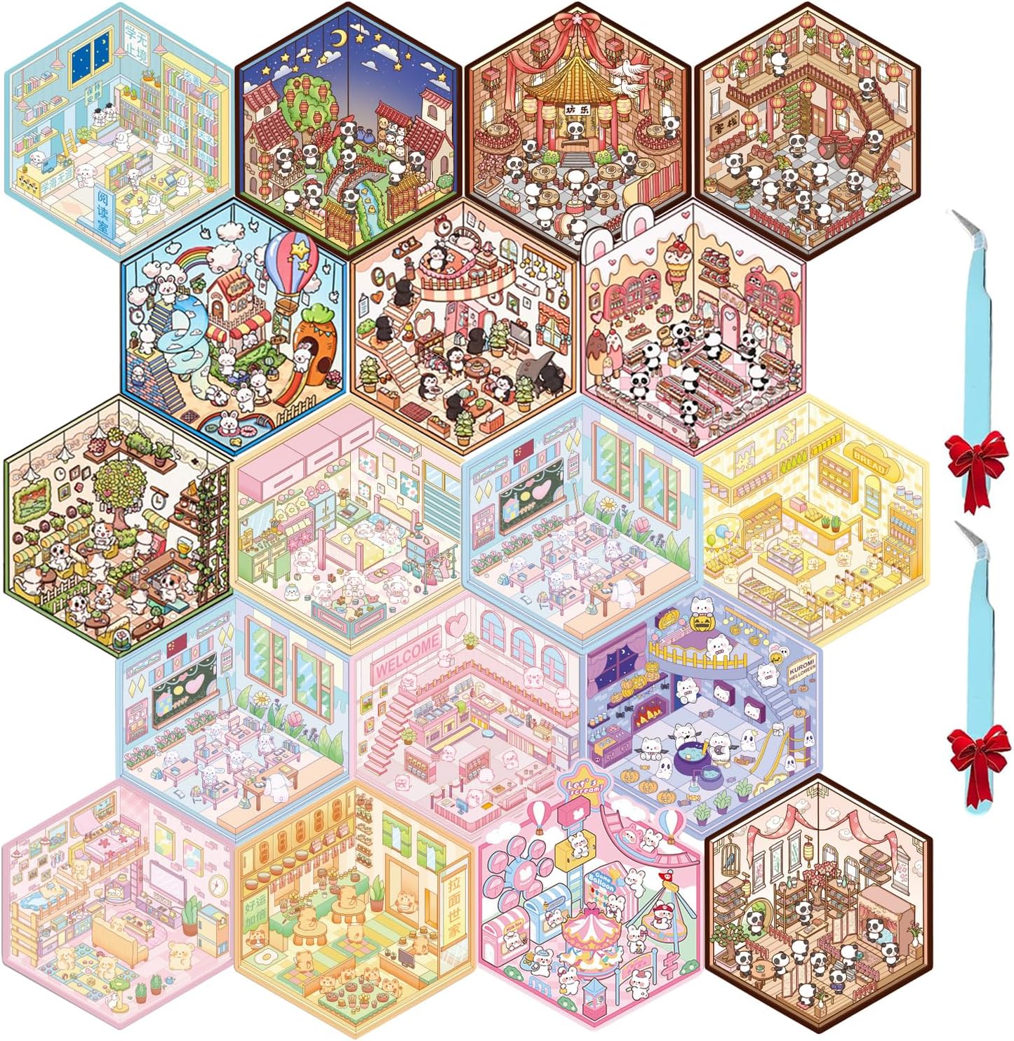 Amazon.com: 3D Sticker Scenes, 3D House Stickers, Isometric Sticker ...