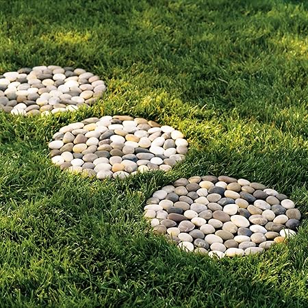 Amazon.com: Bits and Pieces - 12” Riverstone Round Stepping Stones ...