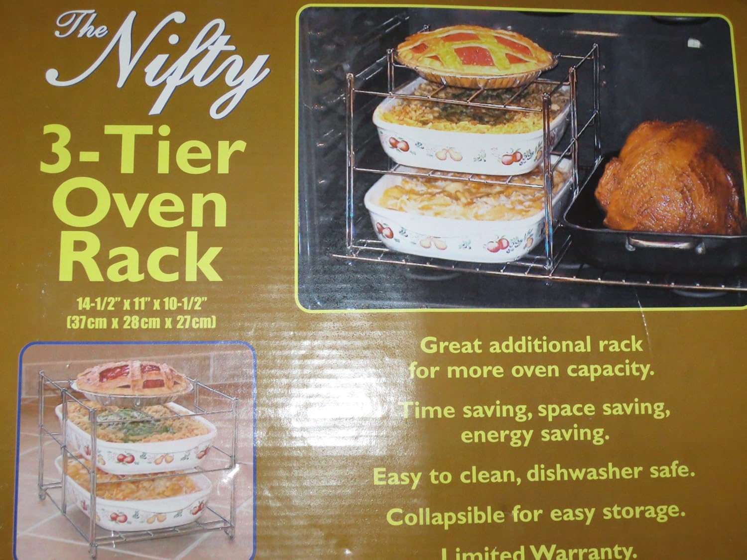 Amazon.com: 3-Tier Oven Rack - 14.5" x 11" x 10.5" - From Flat To Oven ...