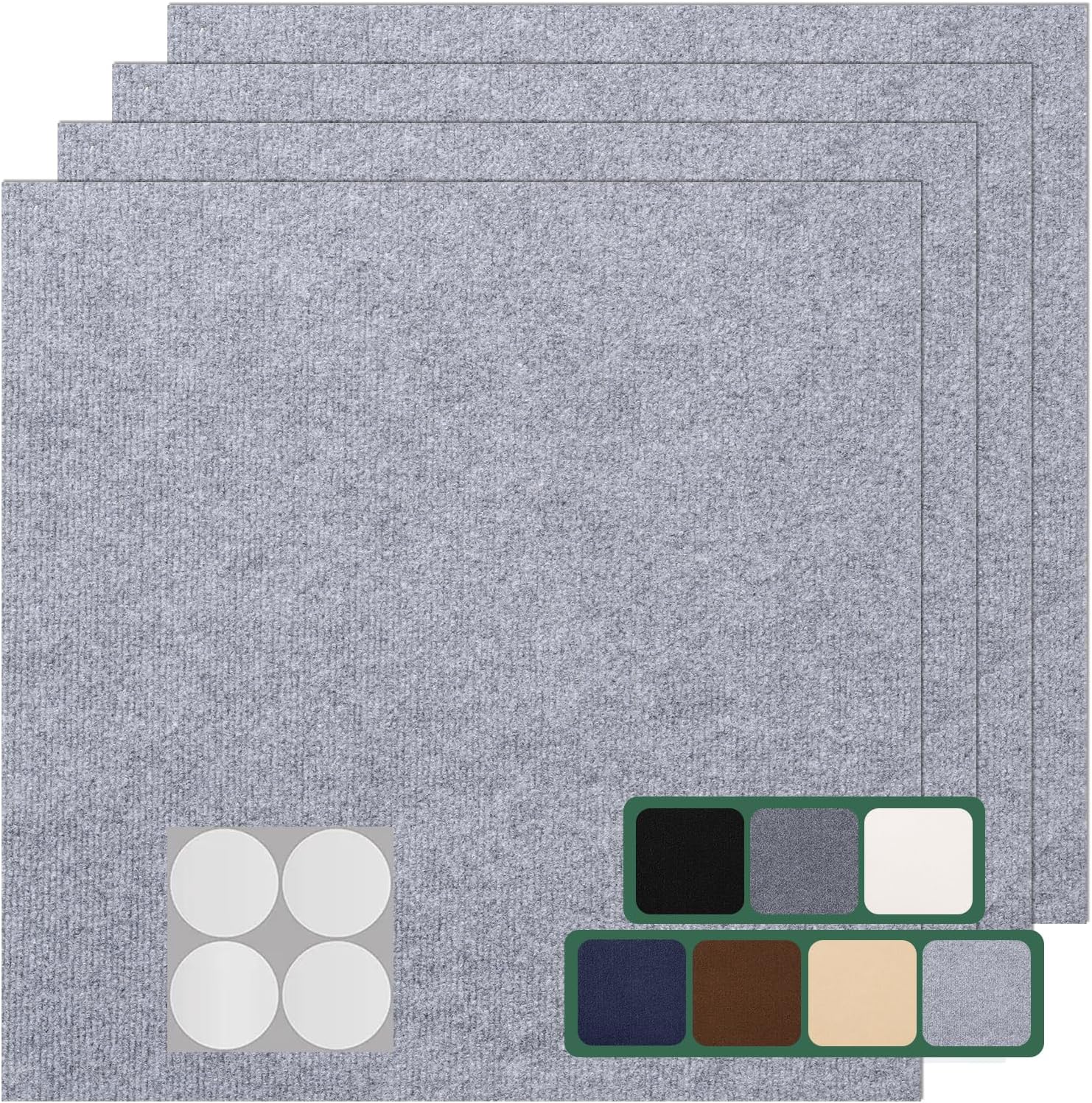 VallisCo Carpet Tile 10 Pack 24” X 24” Self Adhesive Carpet Floor Tiles Anti-Slip Squares Peel ...