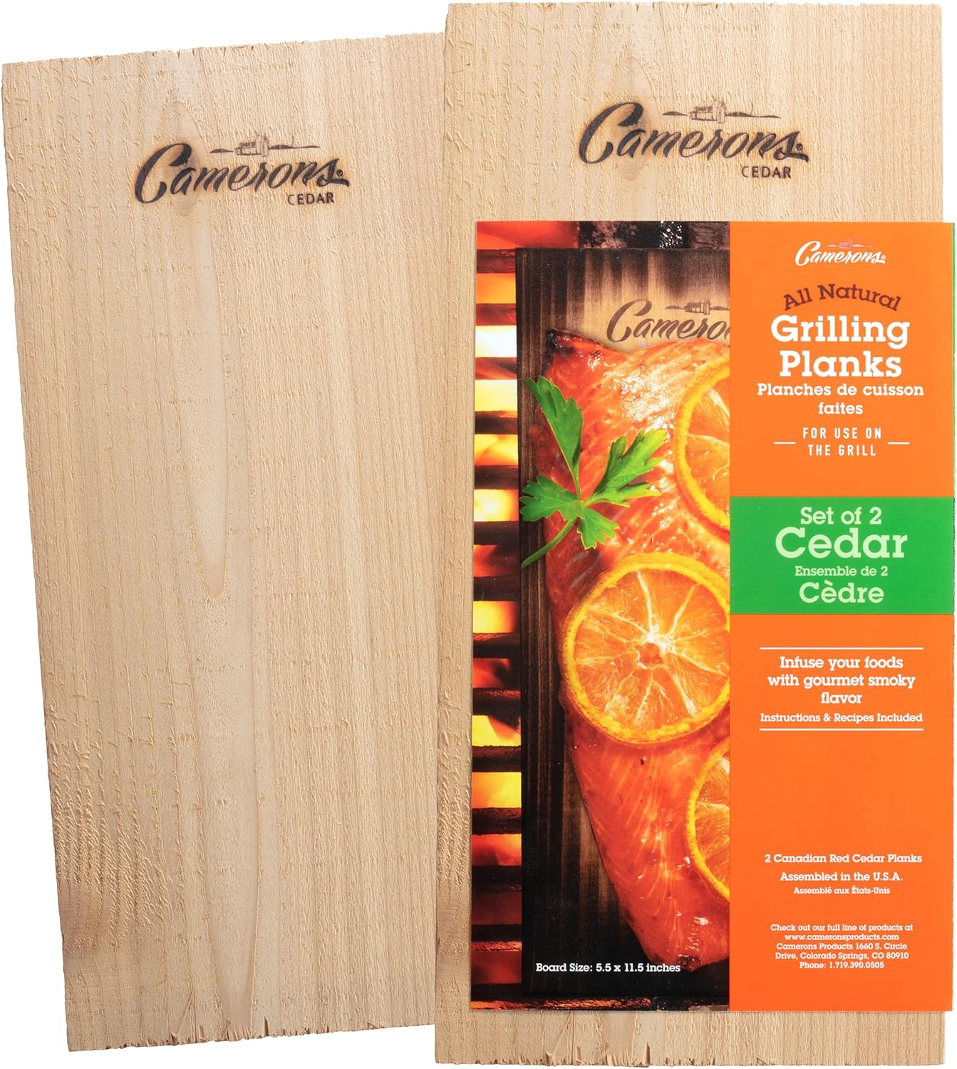 Amazon.com : Camerons Cedar Grilling Planks - 2 Pack (5.5"x11.5 ...