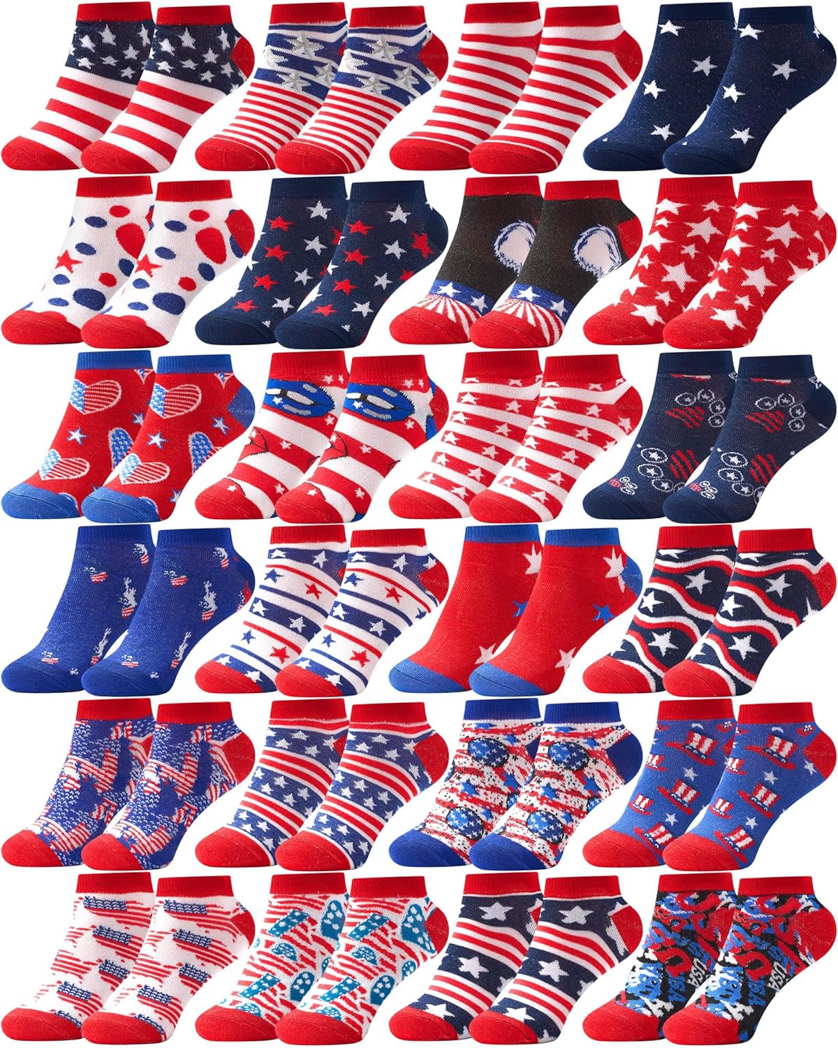 Amazon.com: Shyyween 24 Pairs Patriotic Socks Bulk 4th of July Gifts ...