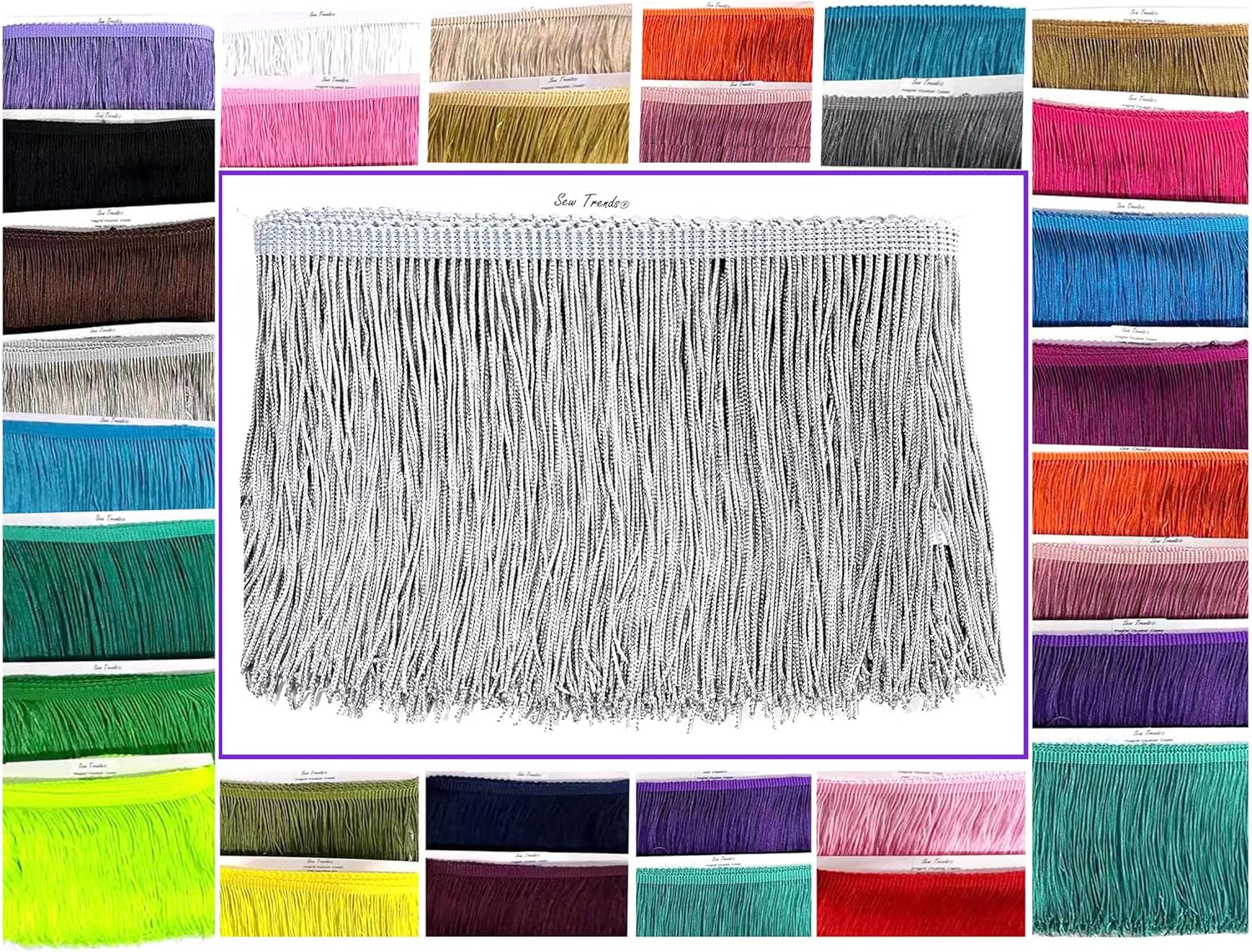 Amazon.com: SEW TRENDS 2 Yards of 12" Long Chainette Fringe Thread Yarn ...