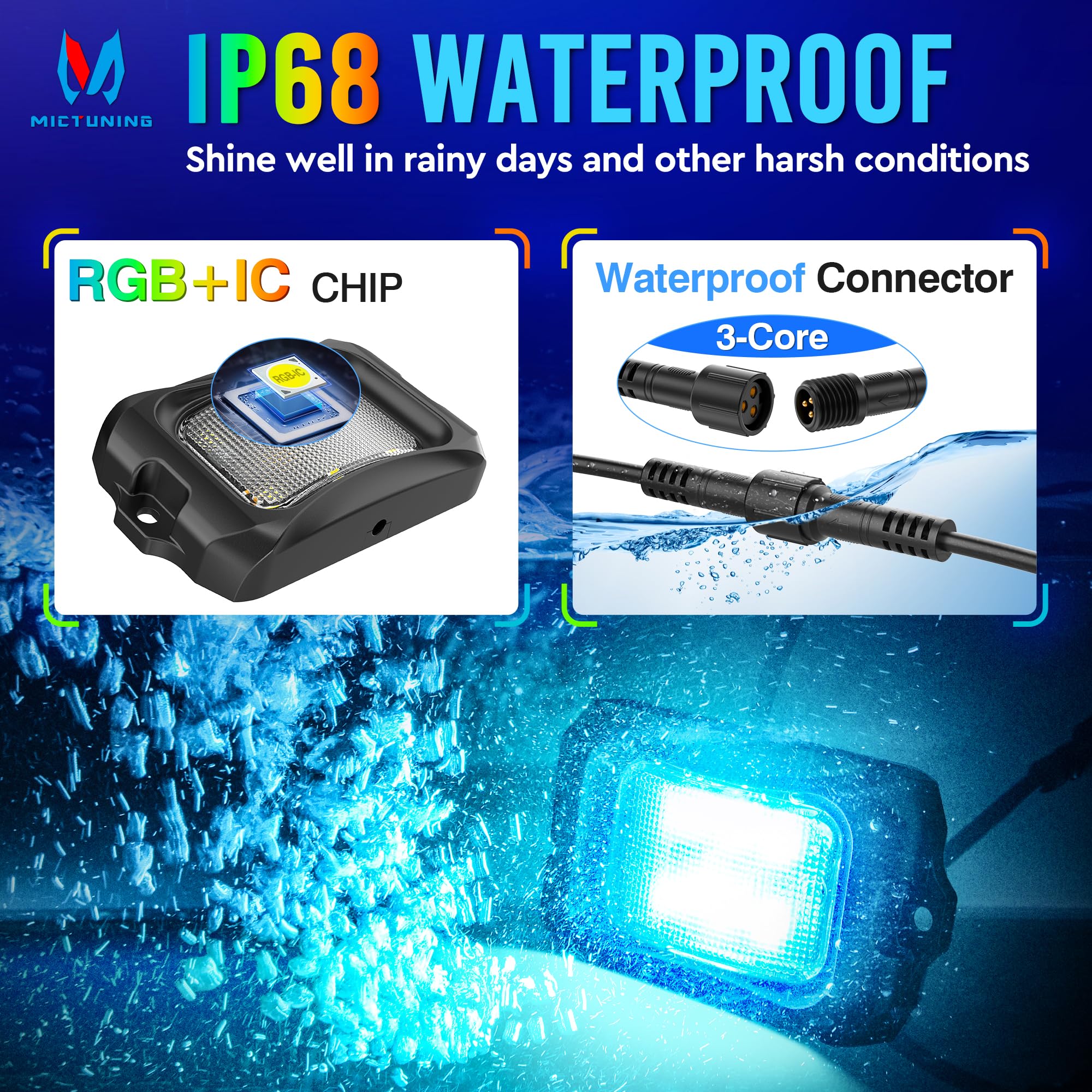 Snapklik.com : C2+ RGB+IC Chg Color Rock Lights, 12 Pods Underglow Neon ...
