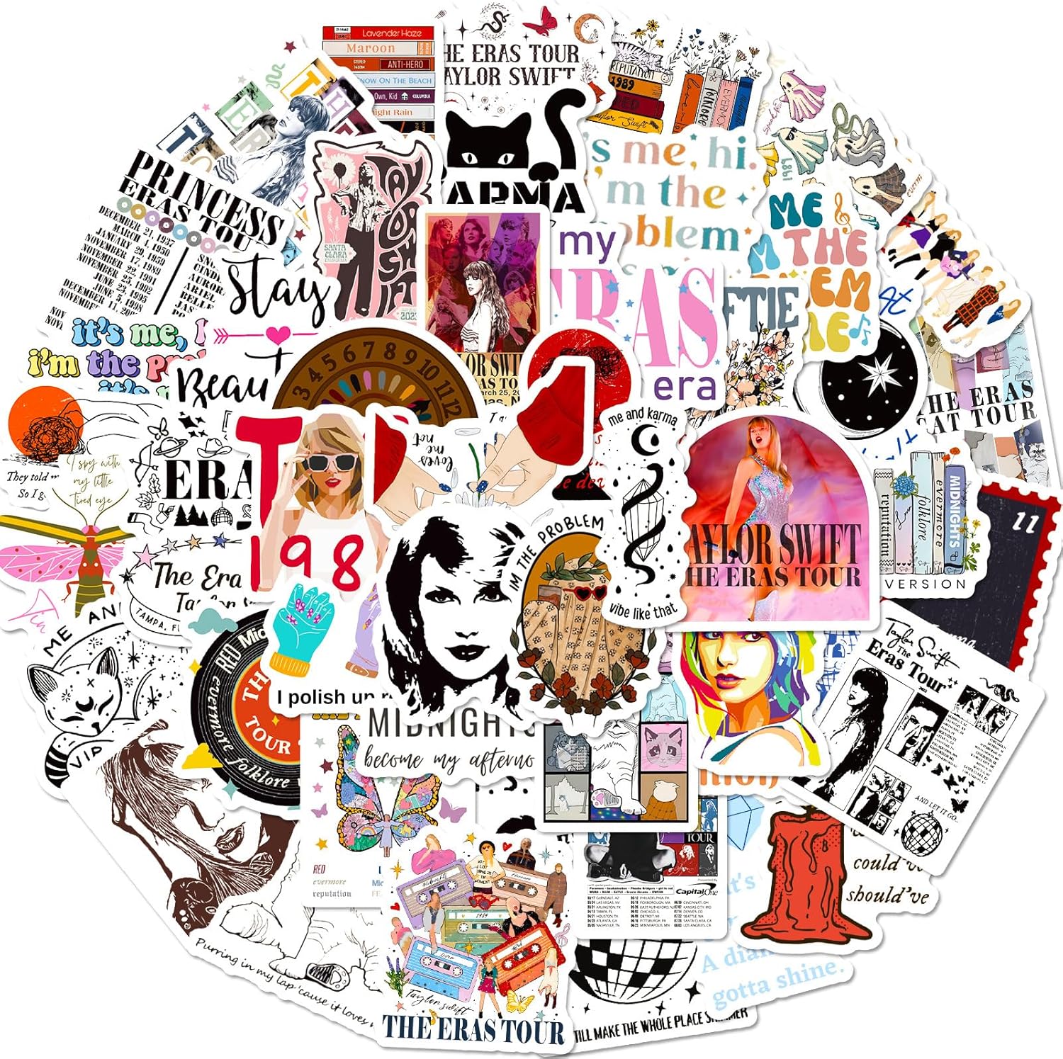 Amazon.com: 50 Pack Taylor Music Sticker Singer Stickers Vinyl ...