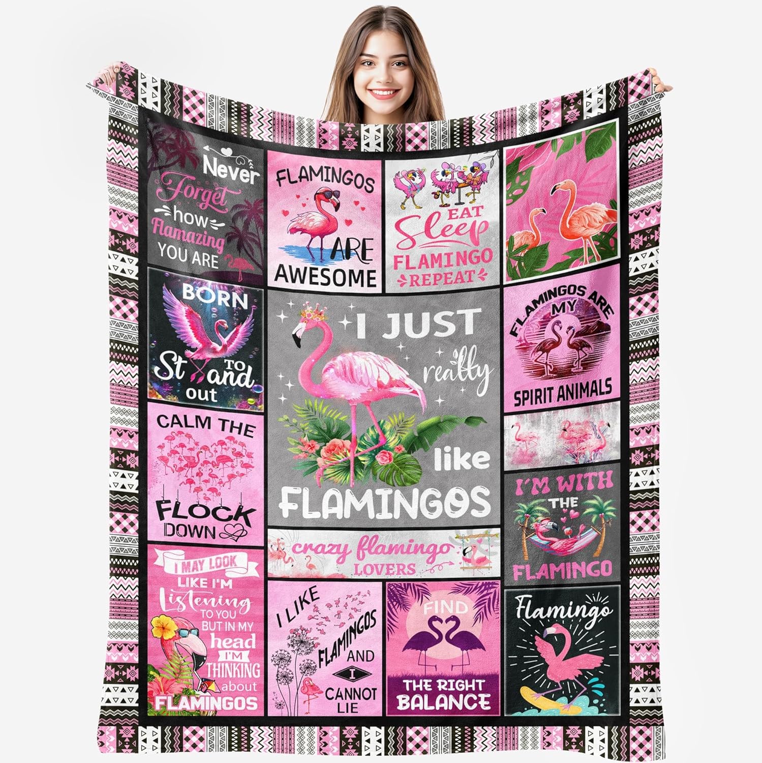 Amazon.com: Flamingo Blanket, Soft Flannel Flamingo Throw Blanket ...