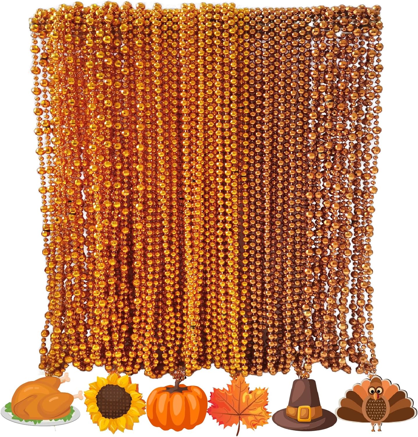 Amazon.com: Becfupo 100 Pcs Thanksgiving Beads Necklaces, Orange Brown ...