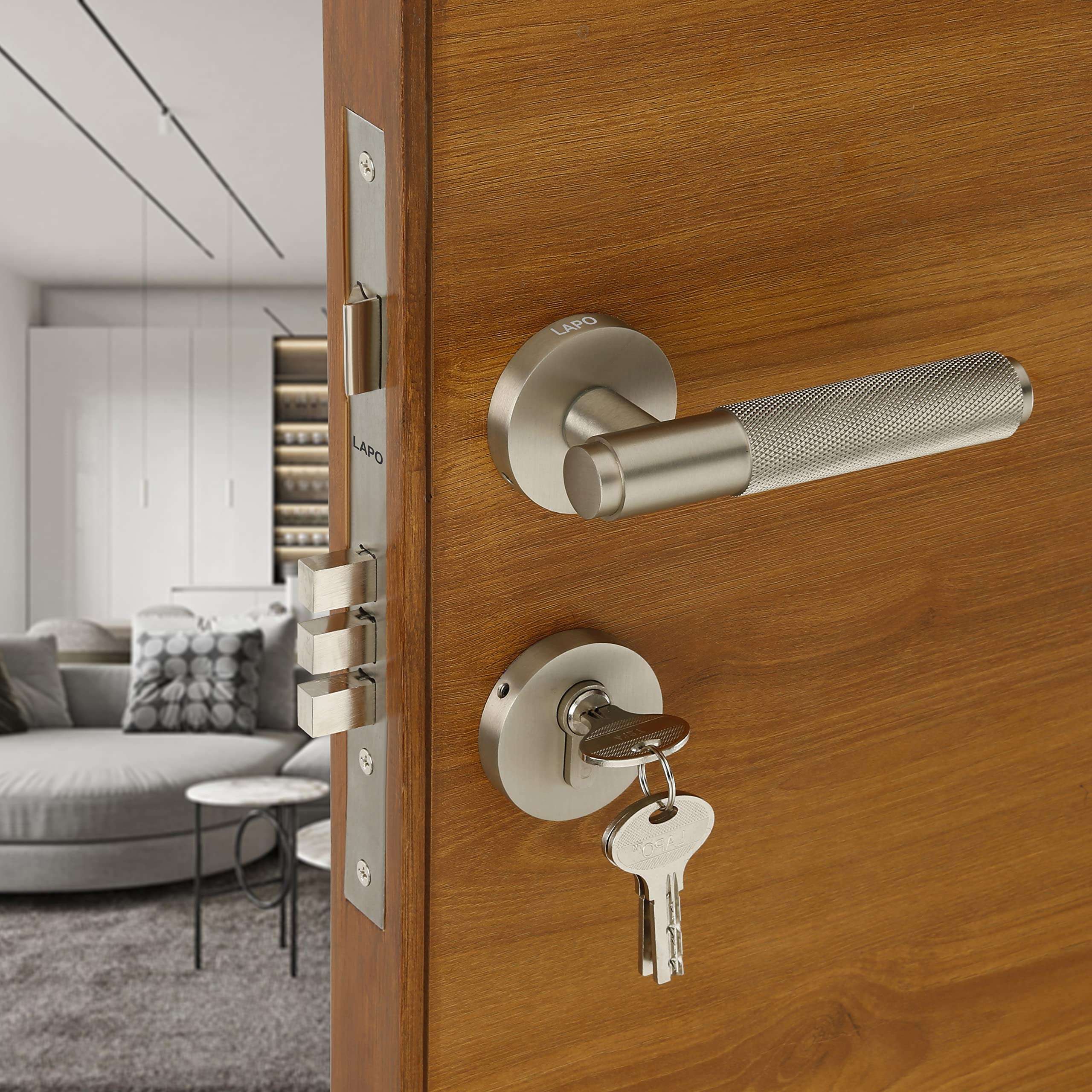 Buy LAPO Premium Full Brass Rose Mortise Door Lock Handle Set/ Mortise ...