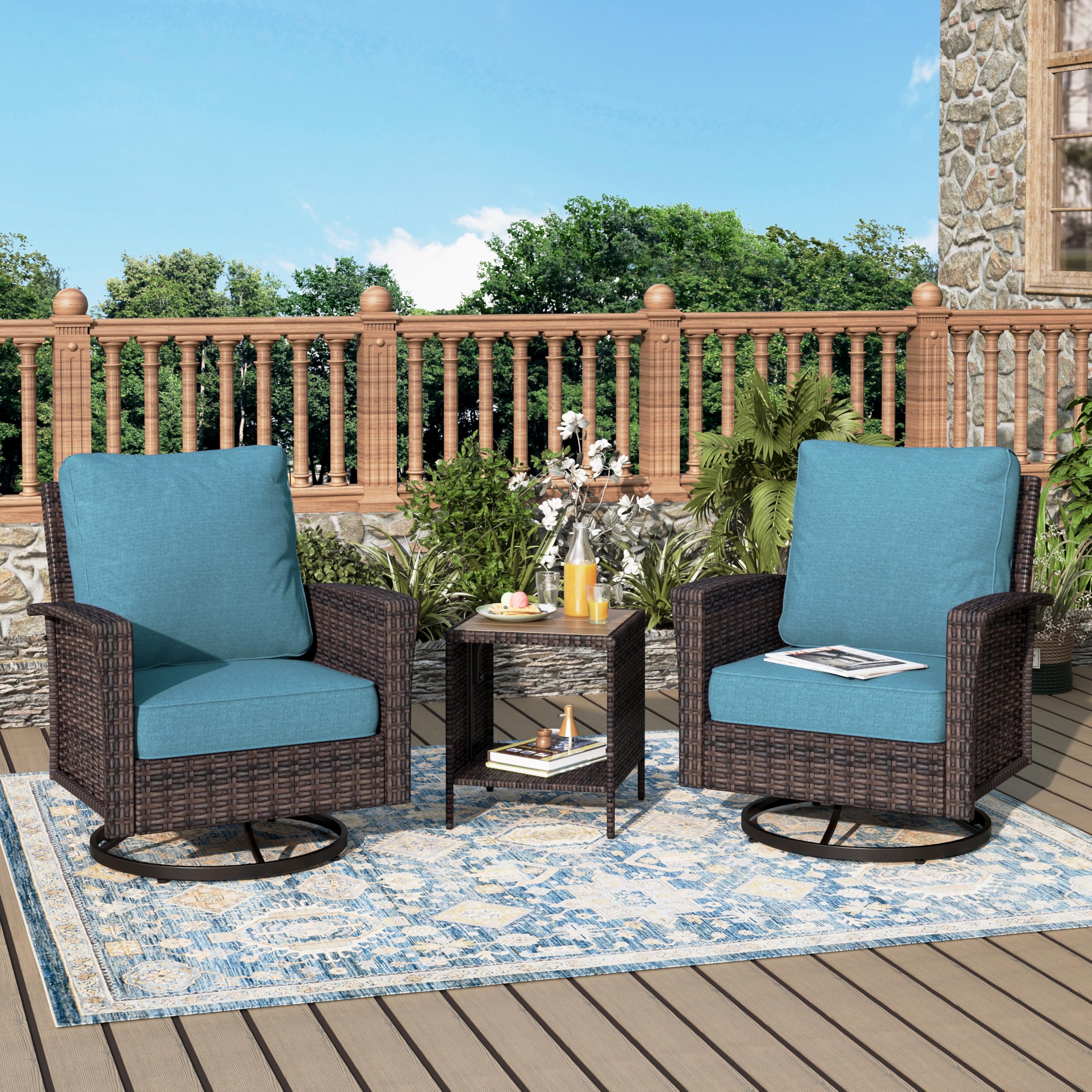 Amazon.com: MIXPATIO Outdoor Swivel Patio Chairs Set of 2 with Side ...