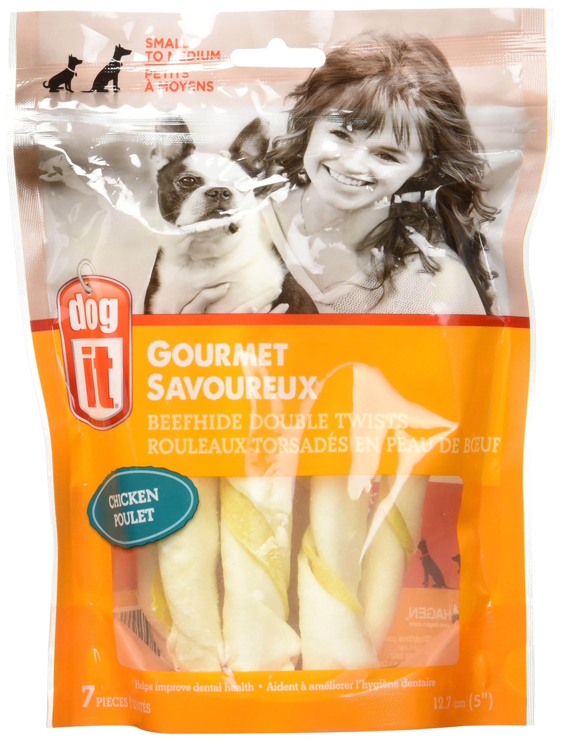 Dogit Beef Hide Double Twists, Chicken Flavour, 12.7cm (5-Inch), 7 ...