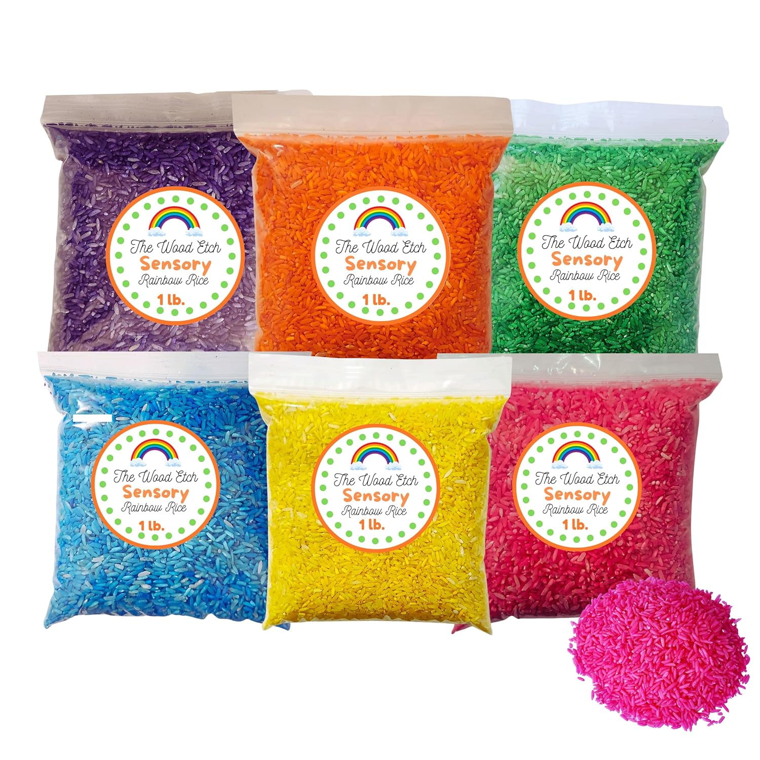 Amazon.com: The Wood Etch Colored Rice in 4 Vibrant Colors, Sensory Bin ...