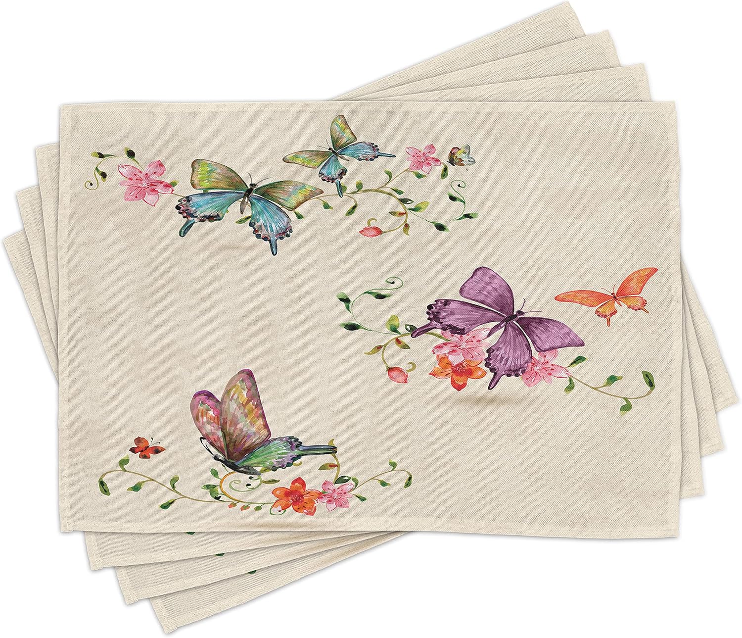 Amazon.com: Ambesonne Butterfly Place Mats Set of 8, Springtime Flying ...