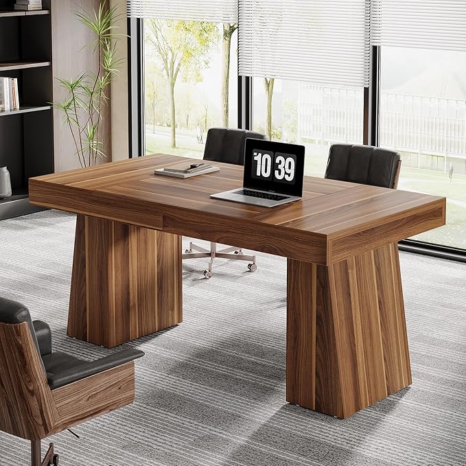 Amazon.com: Tribesigns 55 Inches Executive Desk, Mid-Century Modern ...