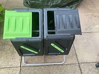 140L Dual Chamber Tumbling Compost Bin, Rotating Compost Tumbler With ...
