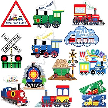 Amazon.com: 39 Pieces Train Party Cutouts Railroad Train Cut-Outs Train ...