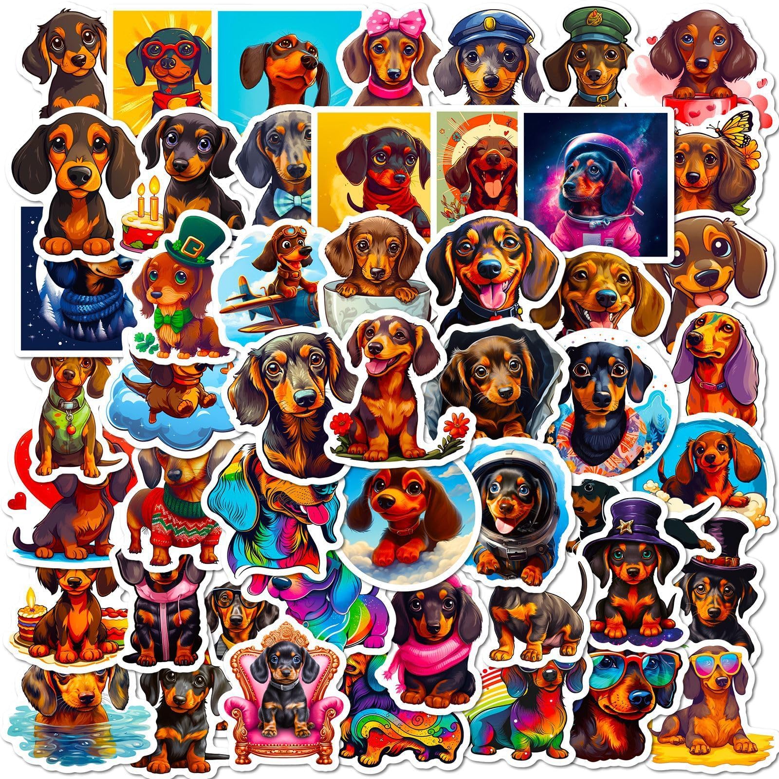 Amazon.com: Cute Dachshund Dog Stickers for Kids Girls Boys 50 Pack ...