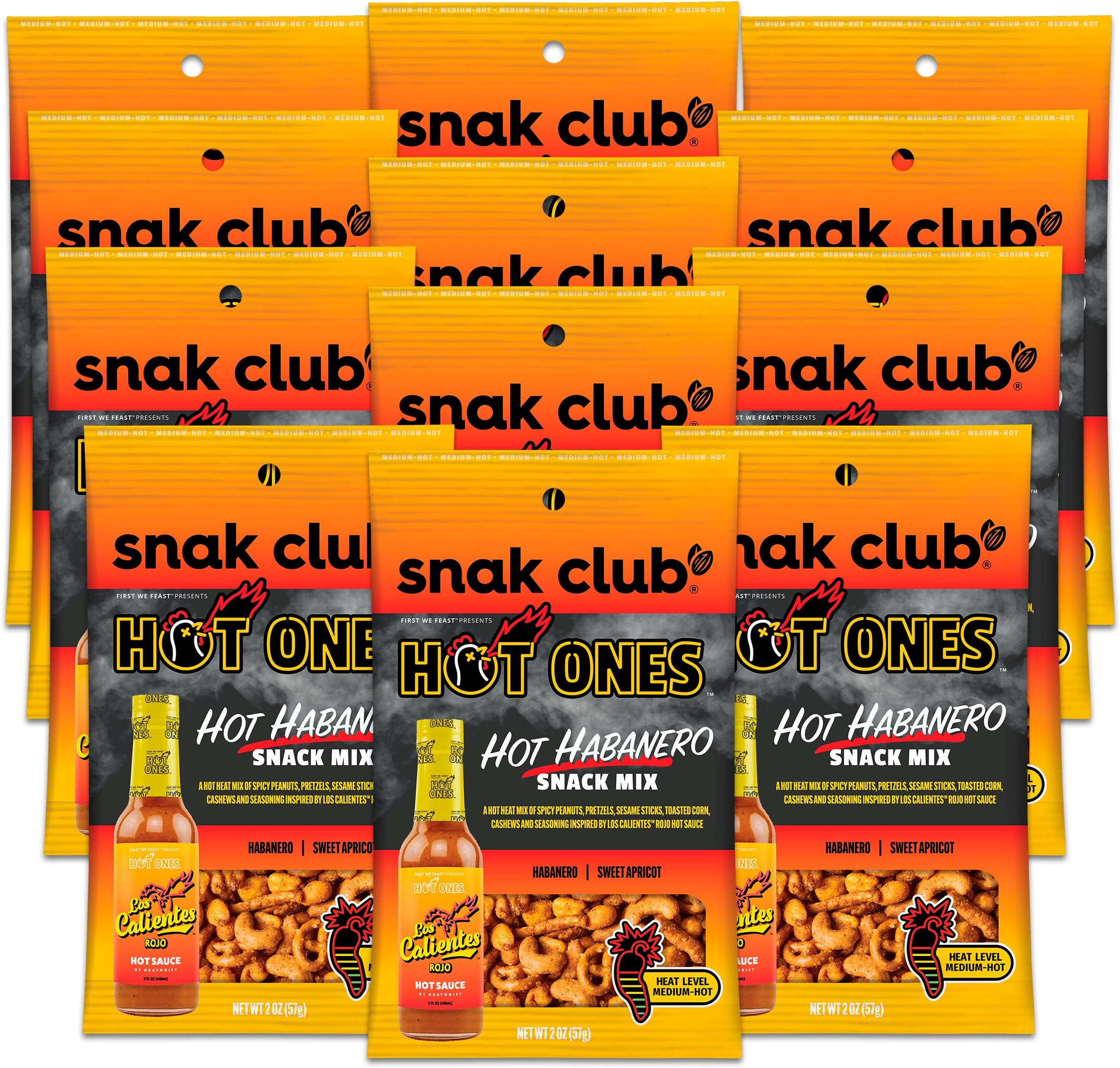 Amazon.com : Snak Club x Hot Ones Snack Mix, Hot Habanero, Spicy Snacks ...