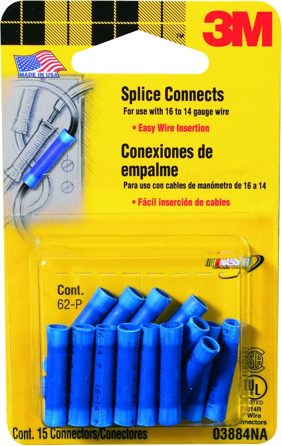 Amazon.com: 3M 3M 03884 Splice Connectors, For Wire Gauge 16-14, Blue ...