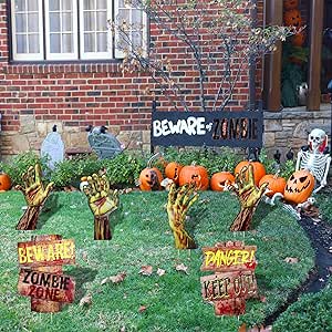 Amazon.com : Halloween Zombie Yard Signs | 6 Pcs Pack (4 Zombie Hands ...