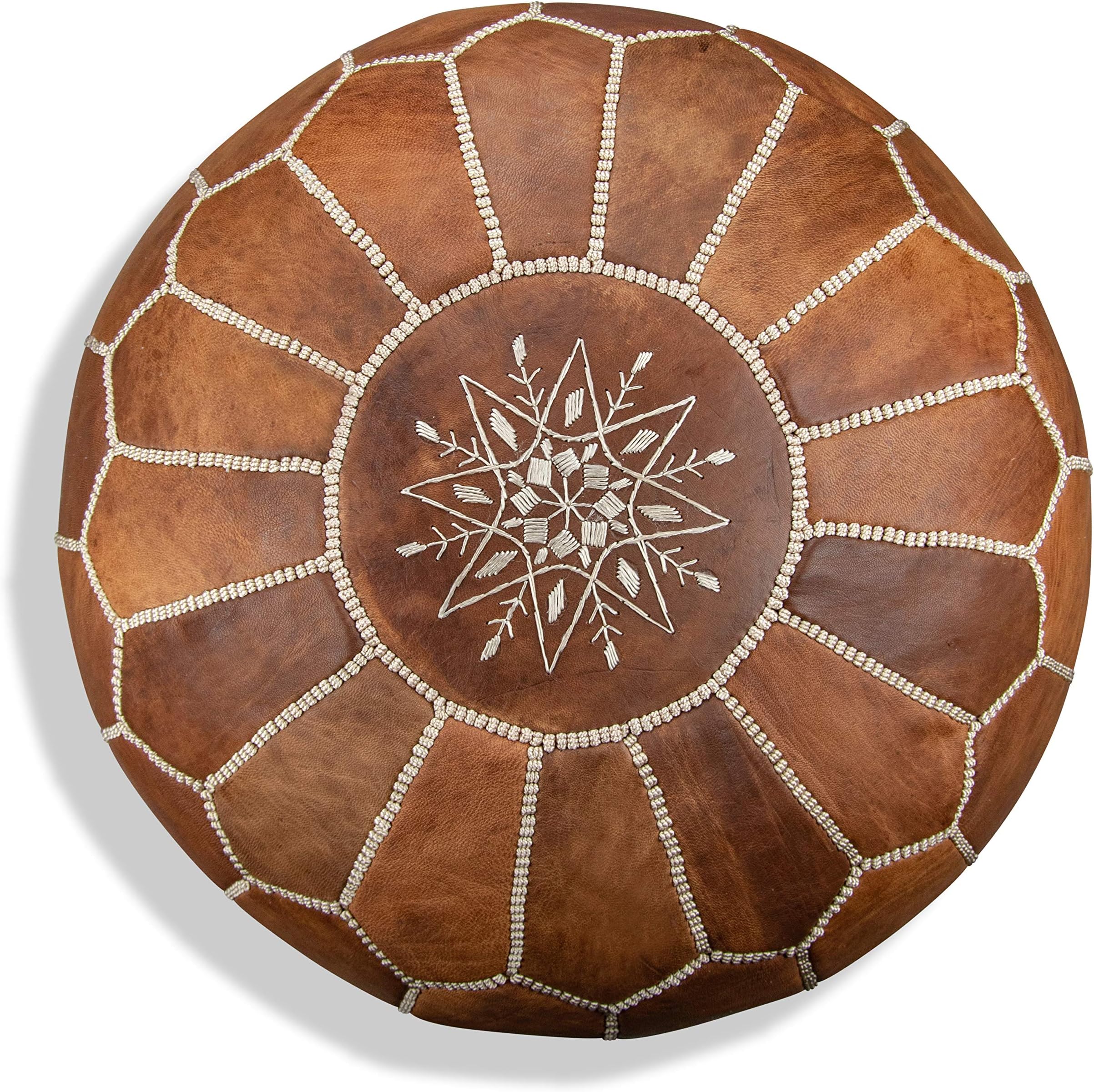 Amazon.com: Premium Moroccan Leather Pouf - Handmade - Delivered ...