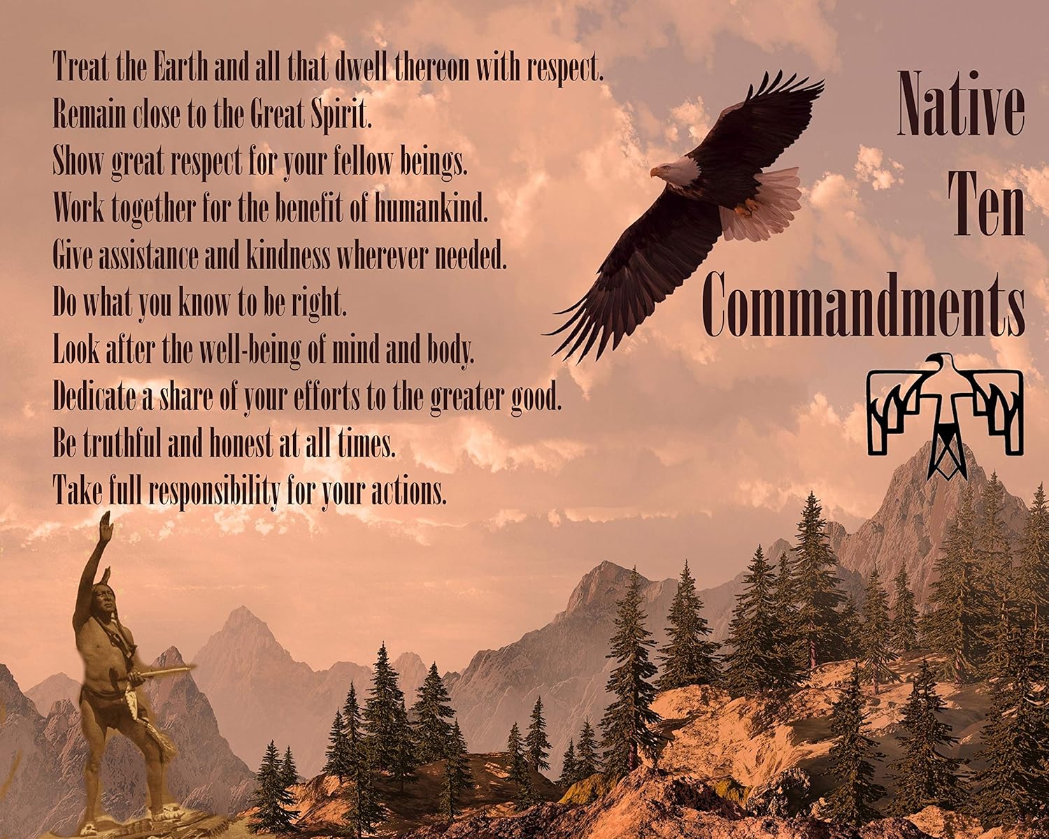 Native American Indian Proverbs A 20 x 24 Poster The Ten Commandments ...